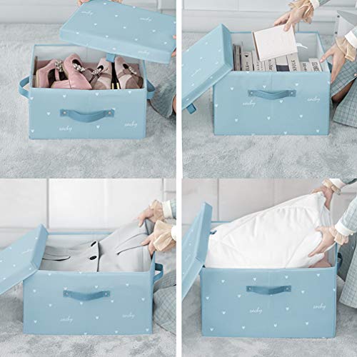 RSTJ-Sjef Oxford Cloth Wardrobe Baskets,Home Fabric Storage Bin,Foldable Wardrobe Organiser Boxes,Used for Cabinets, Shelves, Wardrobes, Toys, Clothes,Blue,M