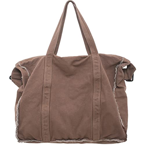 Micmores Tote Bag for women, Retro Hobo Purse Crossbody Handbag Large Canvas Shoulder Bags for School Work Travel Shopping(Brown)