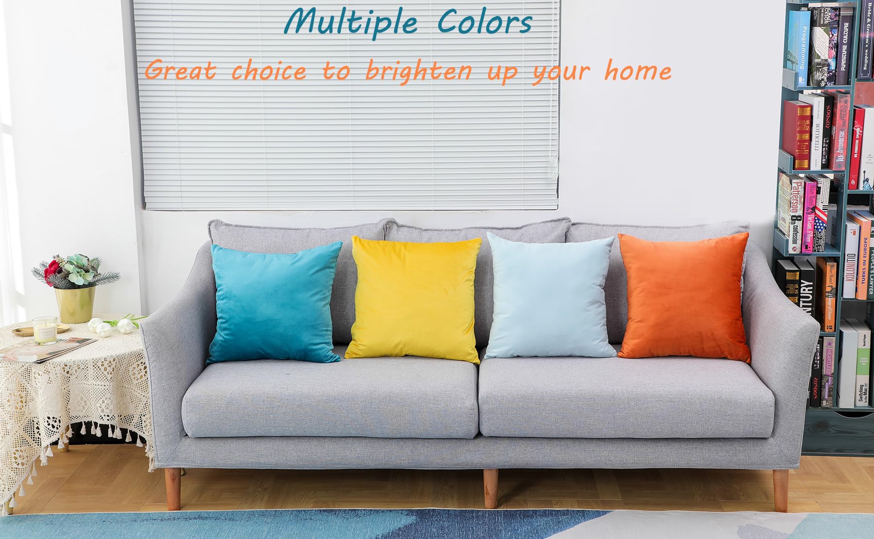Mercijzyasang 4PCS Velvet Throw Pillow Covers 18x18 Decorative Solid Velvet Soft Square Pillow Cover Couch Pillow Case Pillowcase for Sofa Patio Cushions Living Room Bed Bedding, Orange mix4