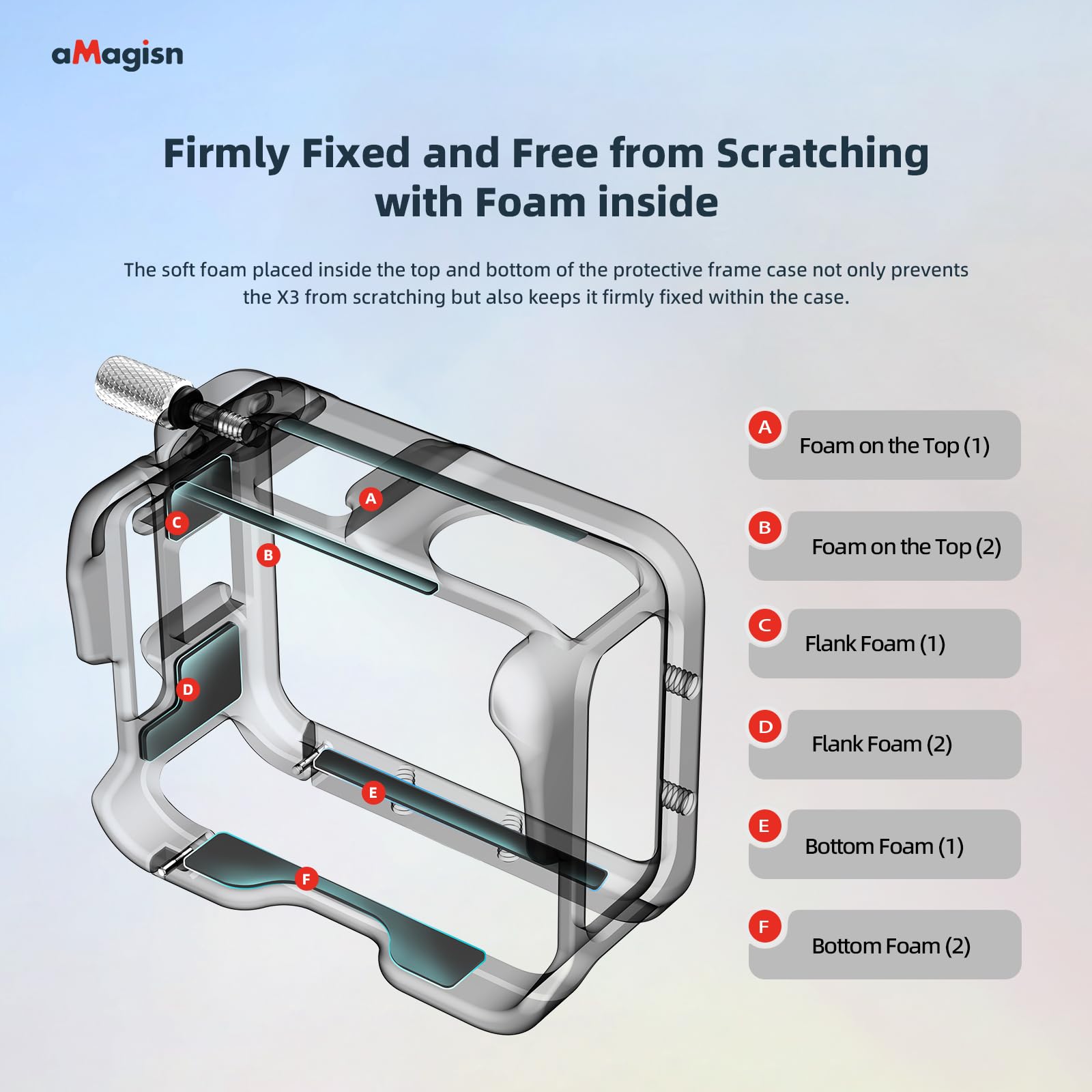 Rszfnjxry Aluminum Frame Cage with Lens Silicone Case for Insta360 GO 3,Metal Protective Durable Housing Case with Cold Shoe Mount (Model Number 2)