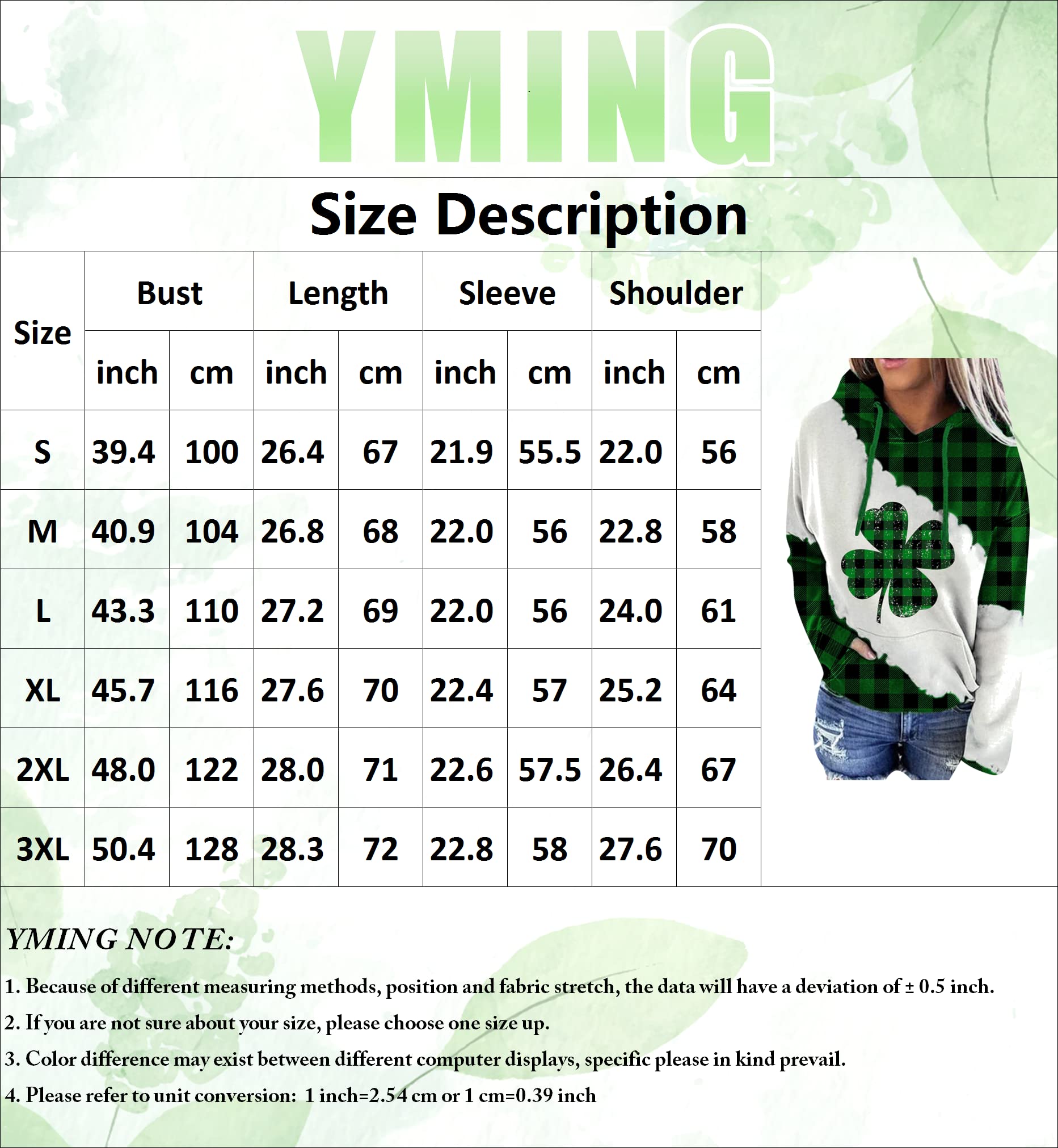 YMING Womens Saint Patricks Day Long Sleeve Shirts Casual Shamrock Hoodie Crewneck Sweatshirt Lips XL