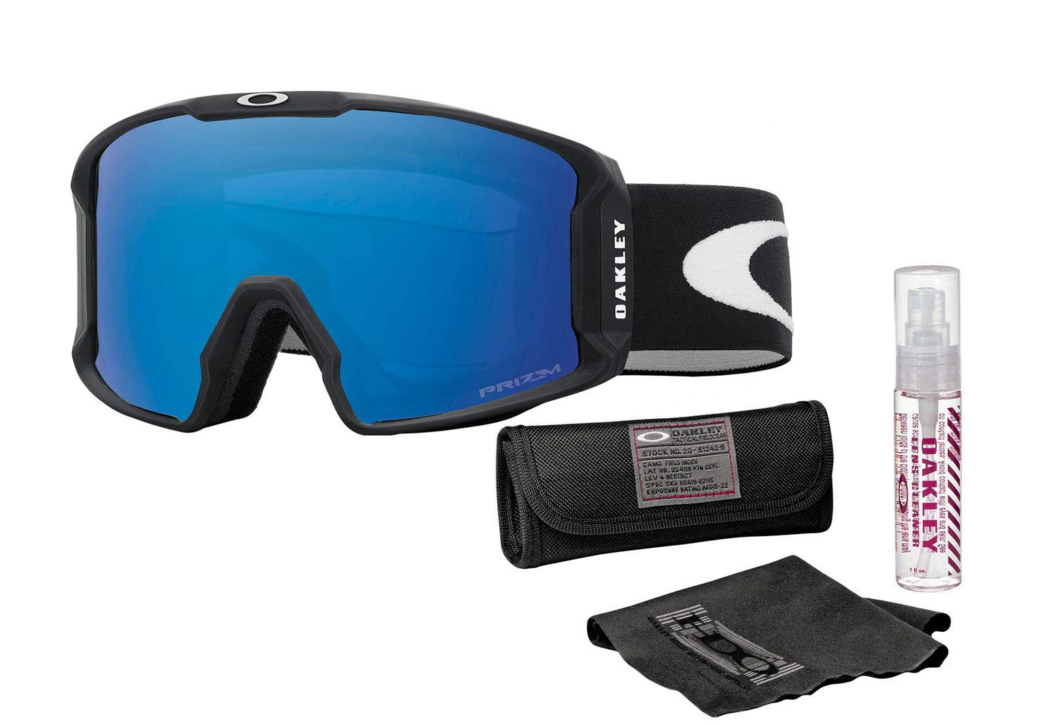 Oakley Line Miner Snow Goggle (Matte Black Frame/Prizm Sapphire Iridium Lens) with Lens Cleaning Kit