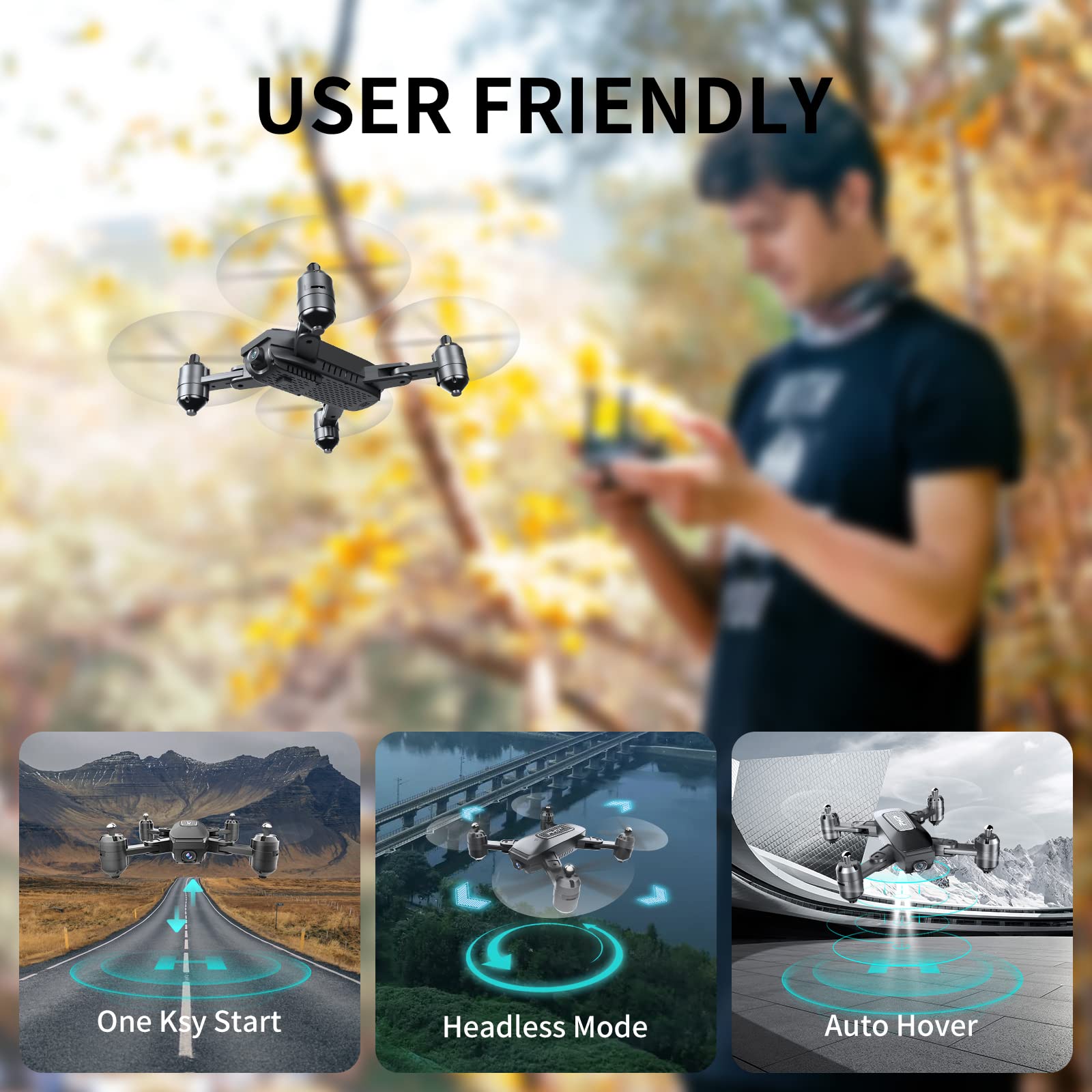 Oike Camera Drones for Adults and Kids,1080P FPV Video Drone with Carrying Case, Drone with Camera for Adults Beginners, Foldable RC Quadcopter, Super Stable, Very Easy Fly
