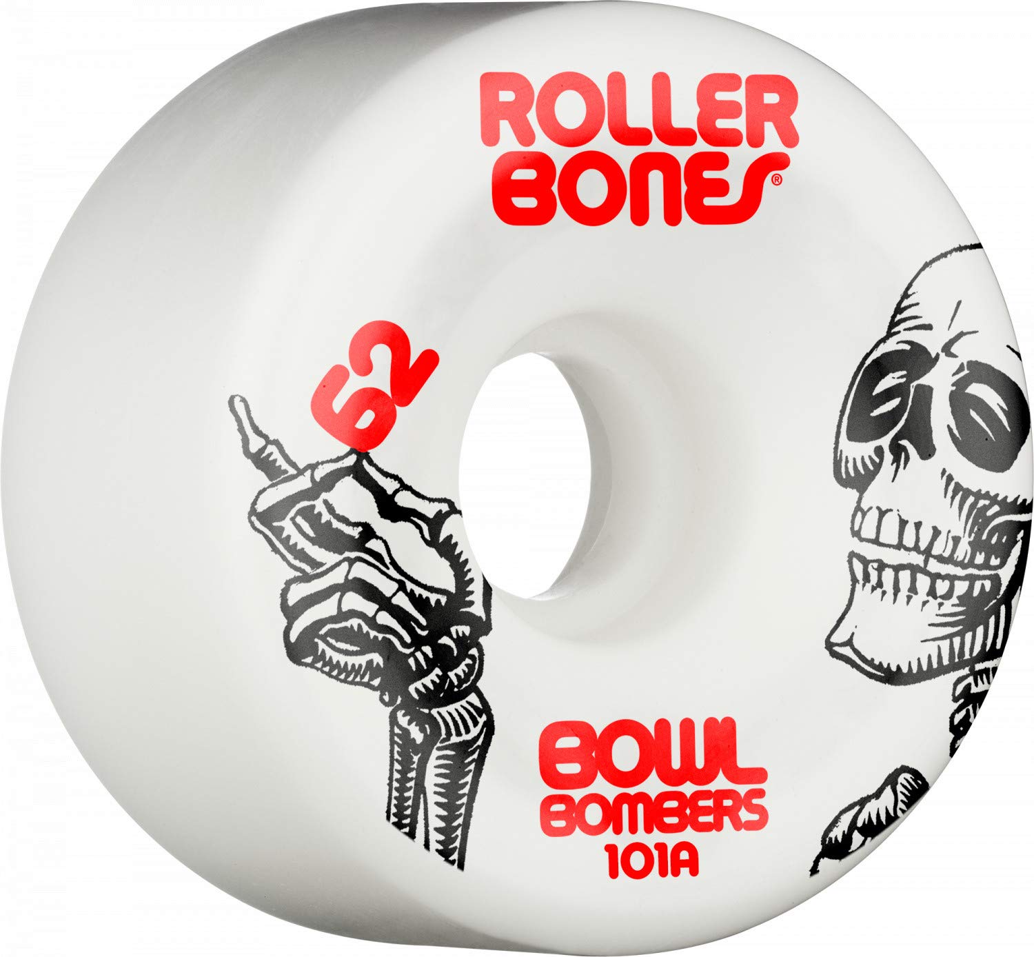 Rollerbones Quad Wheels Bowl Bombers 101a Wheels Skateboard, Unisex_Adult, White, 62 cm