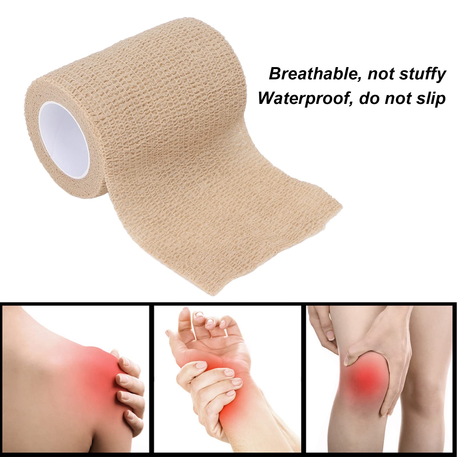 Self-Adhesive Bandage, Skin-Friendly, 3 inches x 5 Yards, Breathable cohesive Bandage, Elastic for Sports Injuries for Wrist sprains