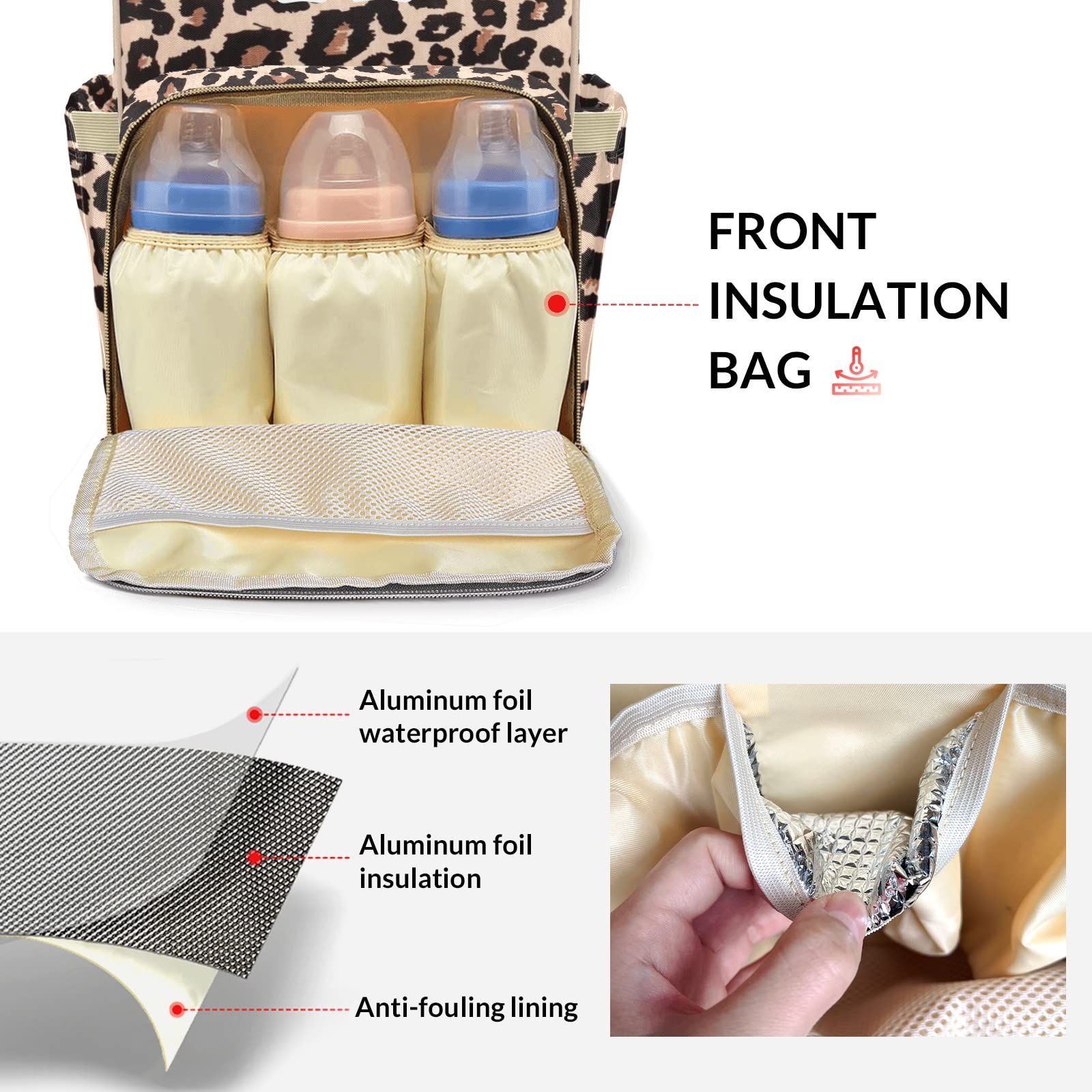 ZAACUSTOM Diaper Bag Personalized Baby Diaper Bag Backpack with Name, Custom Diaper Bags for Baby Girl Boy, Large Capacity, Waterproof, Stylish, Multifunction, Adjustable Shoulder Straps