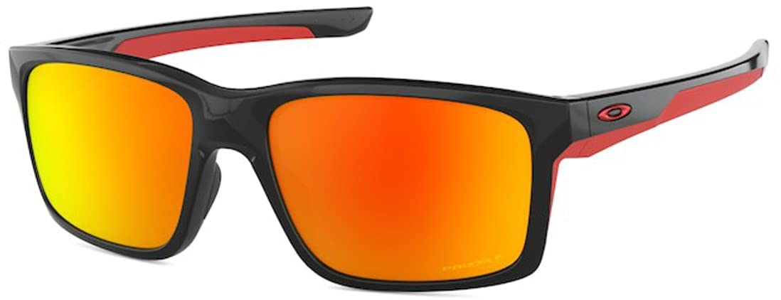 Oakley Men's OO9264 Mainlink Rectangular Sunglasses, Polished Black/Prizm Ruby Polarized, 61 mm