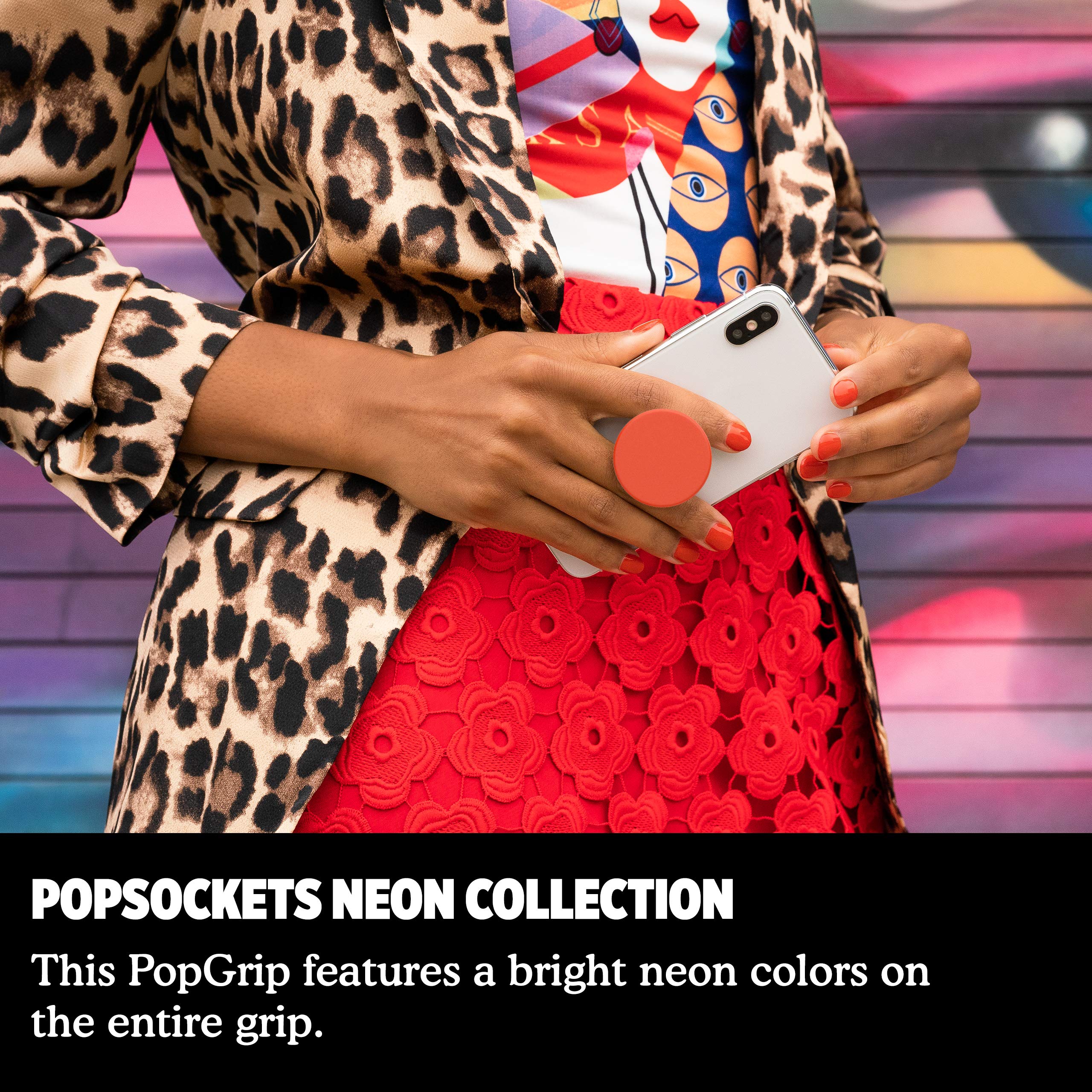 PopSockets Phone Grip with Expanding Kickstand, PopSockets for Phone - Neon Orange
