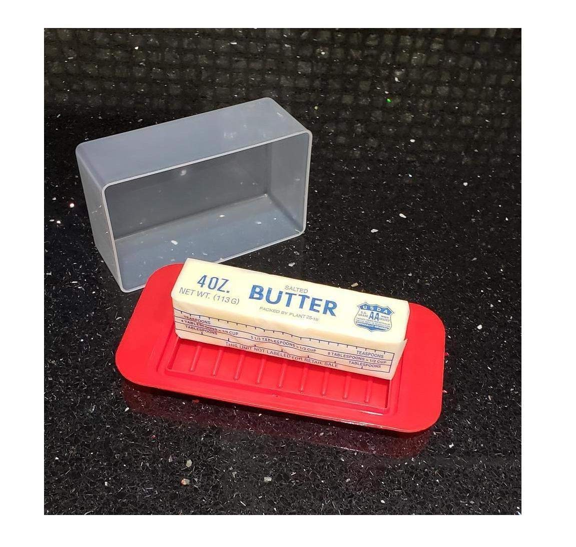Standard Butter Dish Red Base Smoked Clear Top