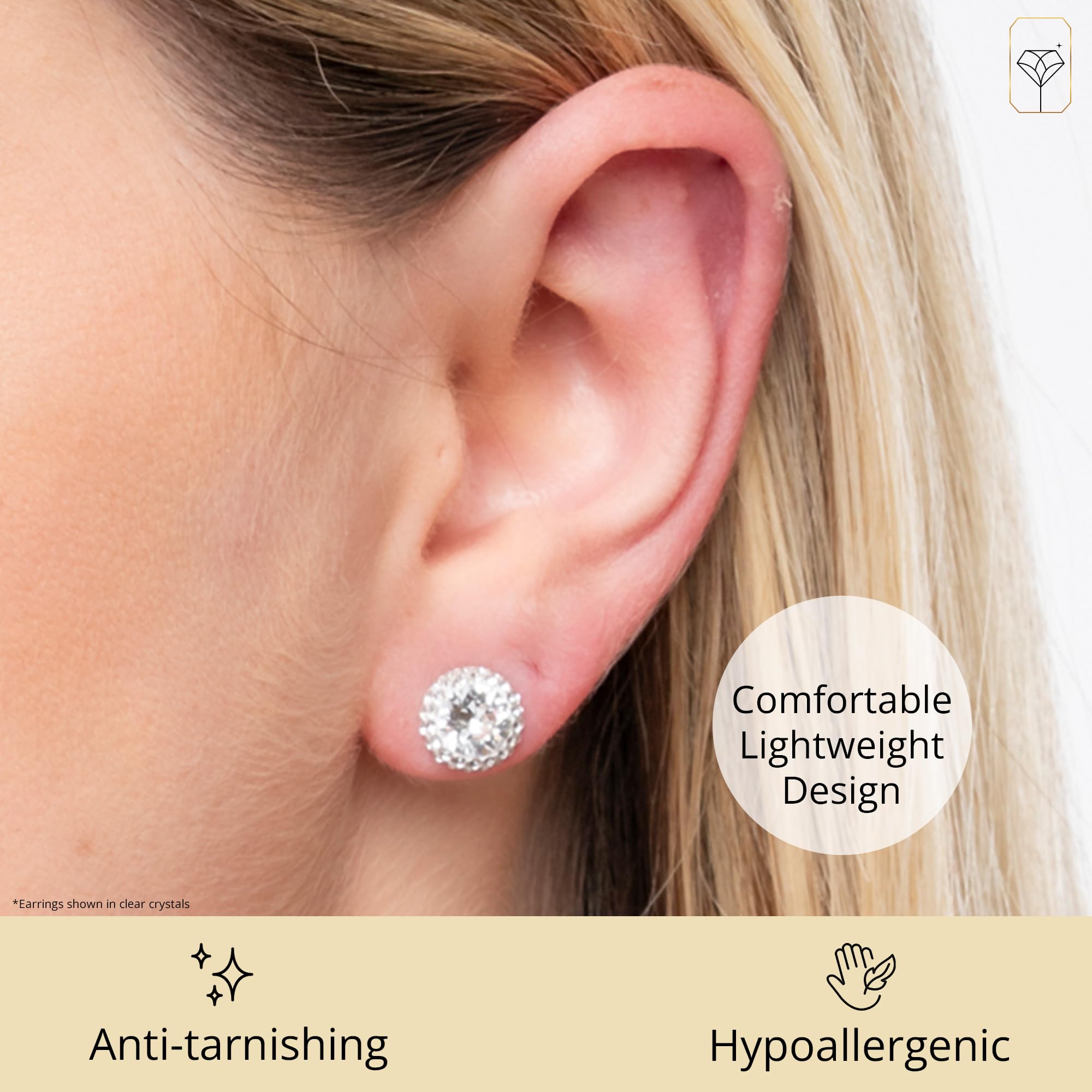 MAX + STONE Sterling Silver Crystal Halo Turquoise Stud Earrings