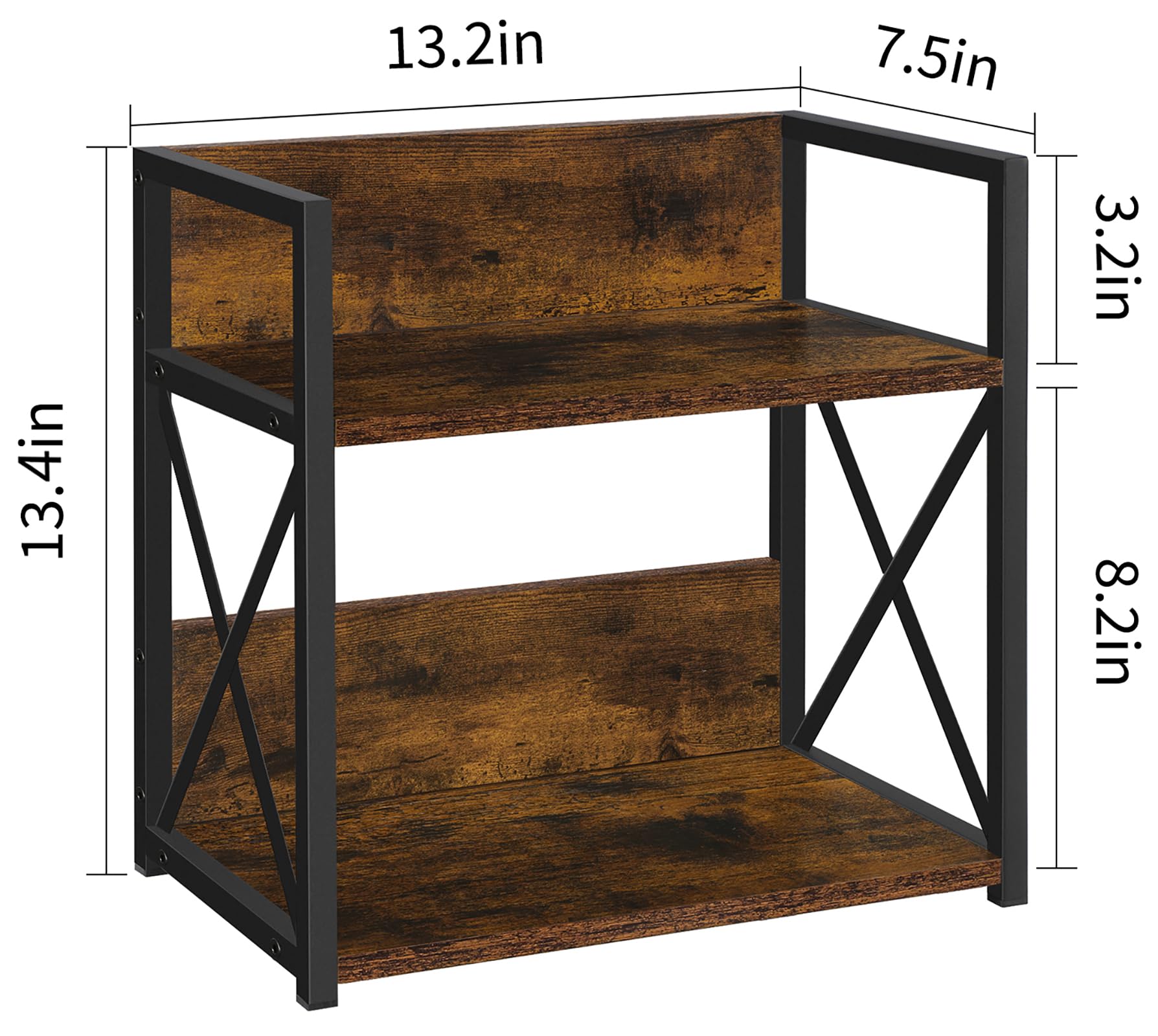 YINMIT Coffee Bar Accessories Organizer, Spice Rack Organizer, Wooden Kitchen Counter Shelf, 2 Tier Coffee Organizer Station for Countertop, Coffee Condiment Rack for Mugs, Cups, Cream, Syrup (Medium)