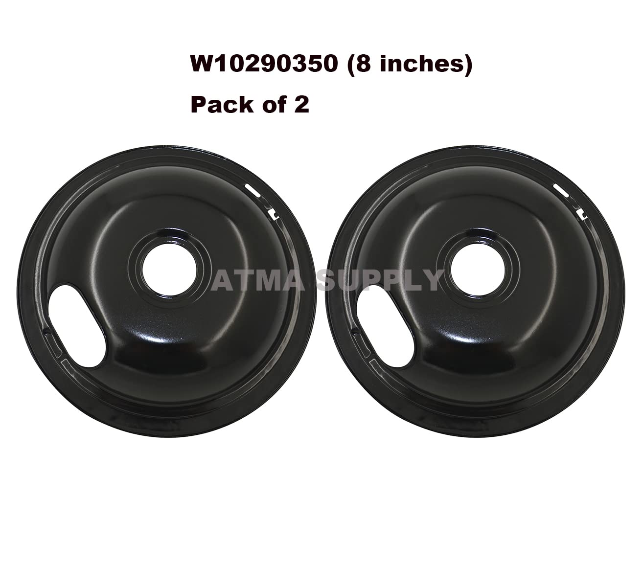 W10290350 and W10290353 Range Cooktop Porcelain Drip Pans Set Compatible with Whirlpool Includes 2 8-Inch and 2 6-Inch Pans,4pack, Black