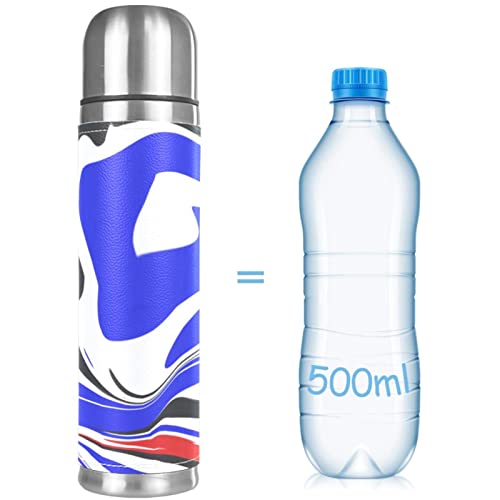 Stainless Steel Leather Vacuum Insulated Mug Abstract Texture Thermos Water Bottle for Hot and Cold Drinks Kids Adults 16 Oz