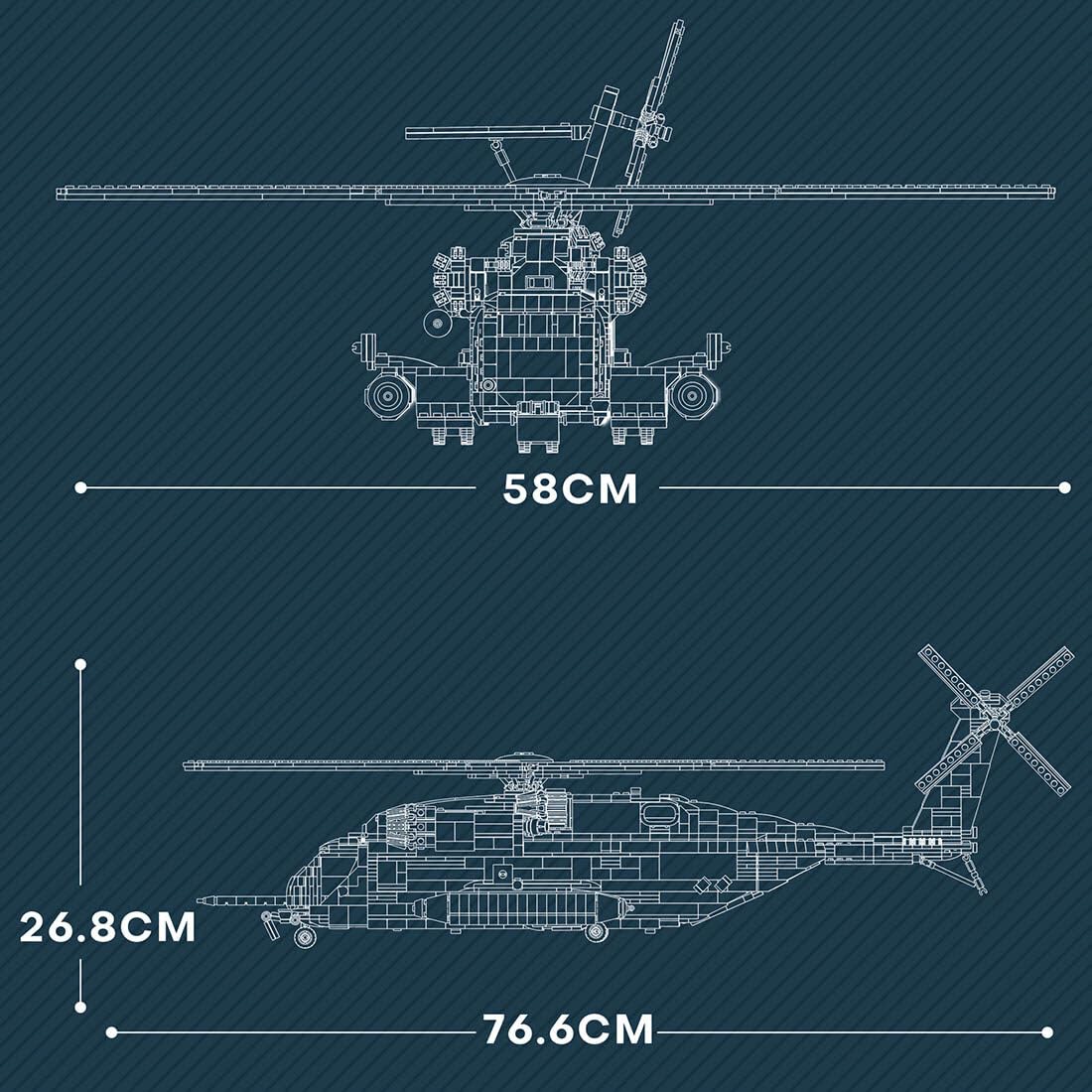 Mocsage Modern Military Helicopter Modular Building Blocks Set, 2192Pcs 1/35 for Sikorsky CH-53E Super Stallion Airplane Cosntruction Toys for MOC Lovers