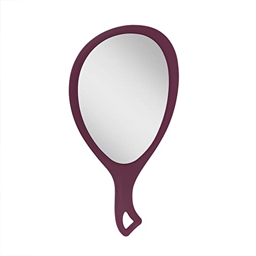 Zadro Large Hand Mirror with Handle Salon Mirrors for Hair Stylist, Big Handheld Mirror Makeup Mirror Wall Mounted Hang (Large: 19" x 10", Purple Garnet)