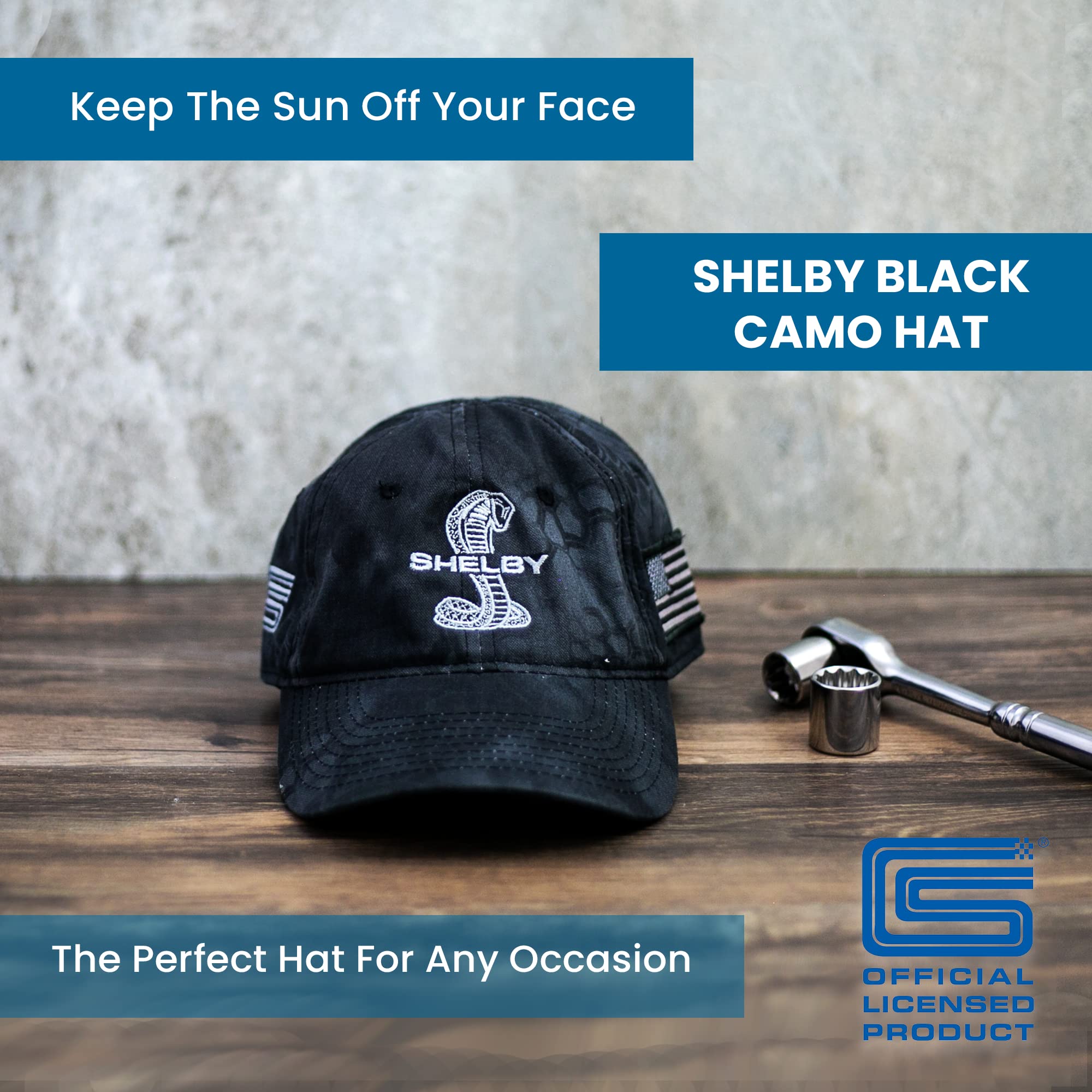 Shelby Black Camo Cap Hat | Officially Licensed Shelby® Product | Adjustable, One-Size Fits All