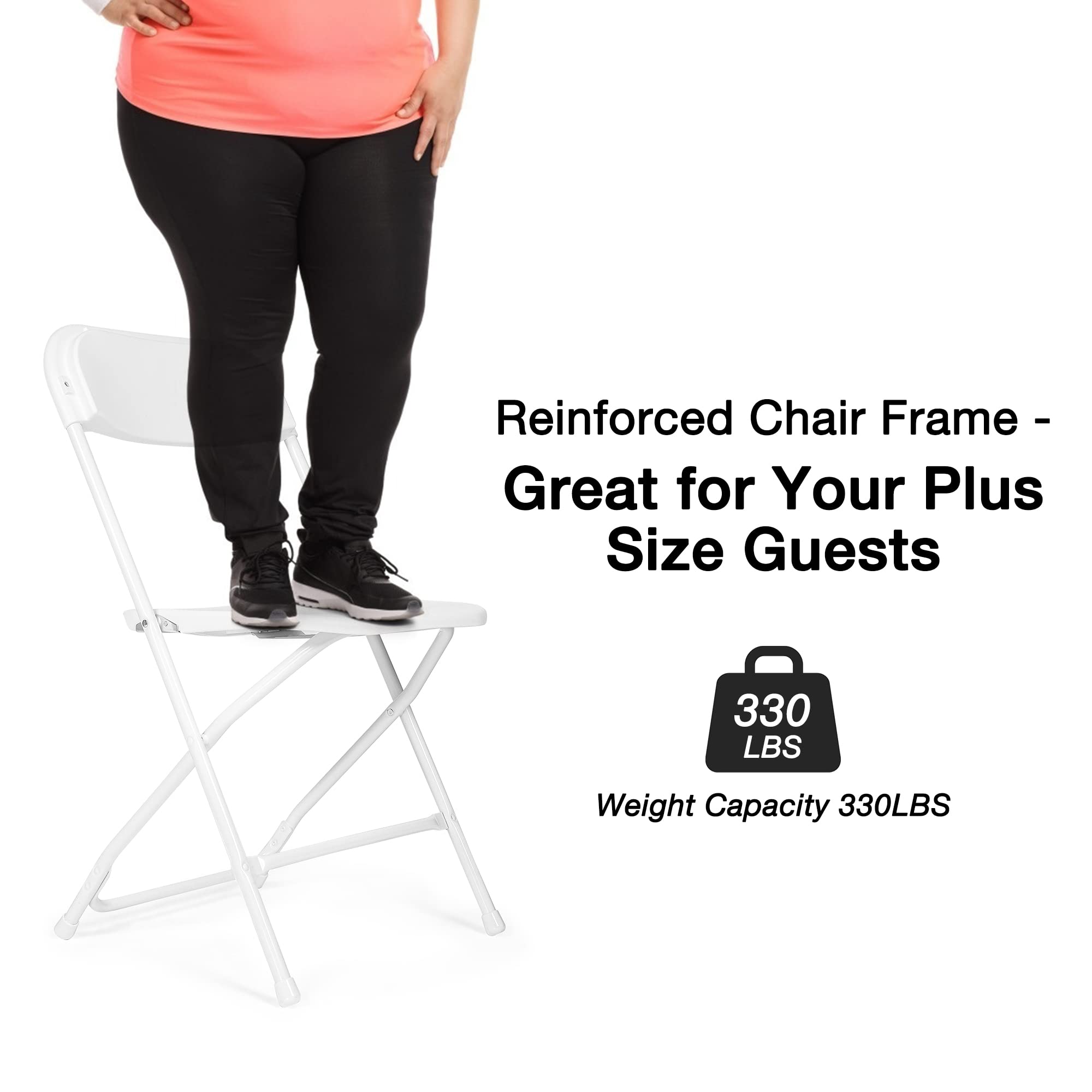 LUCKYERMORE 6 Pack White Plastic Folding Chair, Foldable Party Chairs, 330 lbs Capacity,Indoor Outdoor Folding Chairs,for Wedding Backyard Events Meeting House Festivals Dinner,Stackable