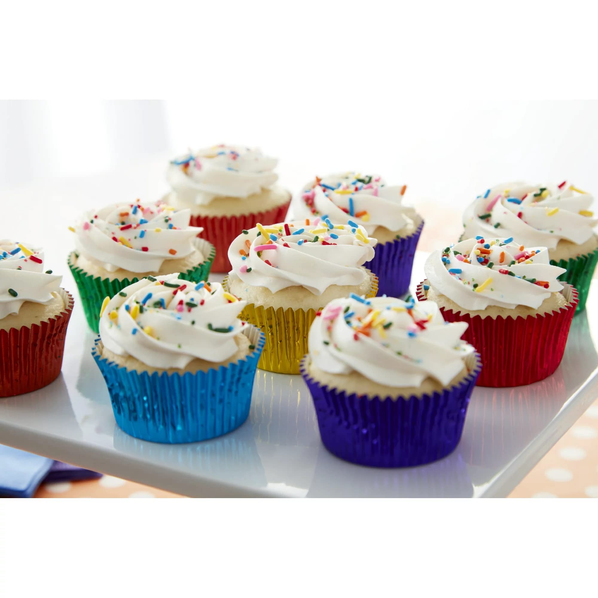 Wilton Standard Primary Foil Baking Cups 48ct (Red, Blue, Green, Yellow), 2'', 415-7018X