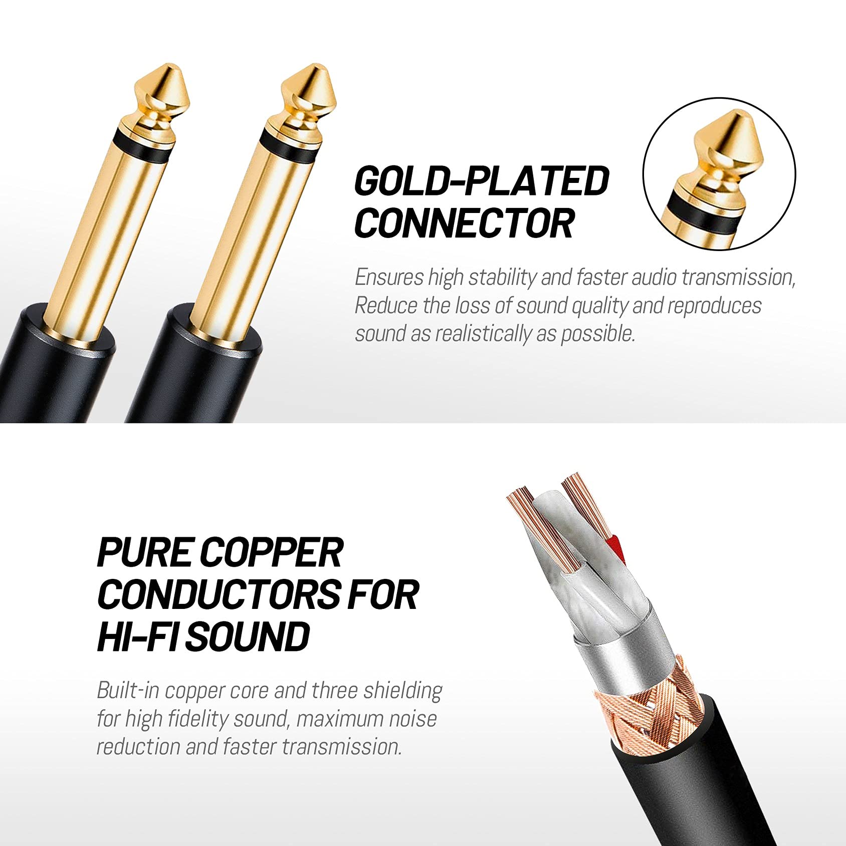 Sound harbor Guitar Cable, Instrument Cable 3.3 ft Electric Bass Guitar Cable