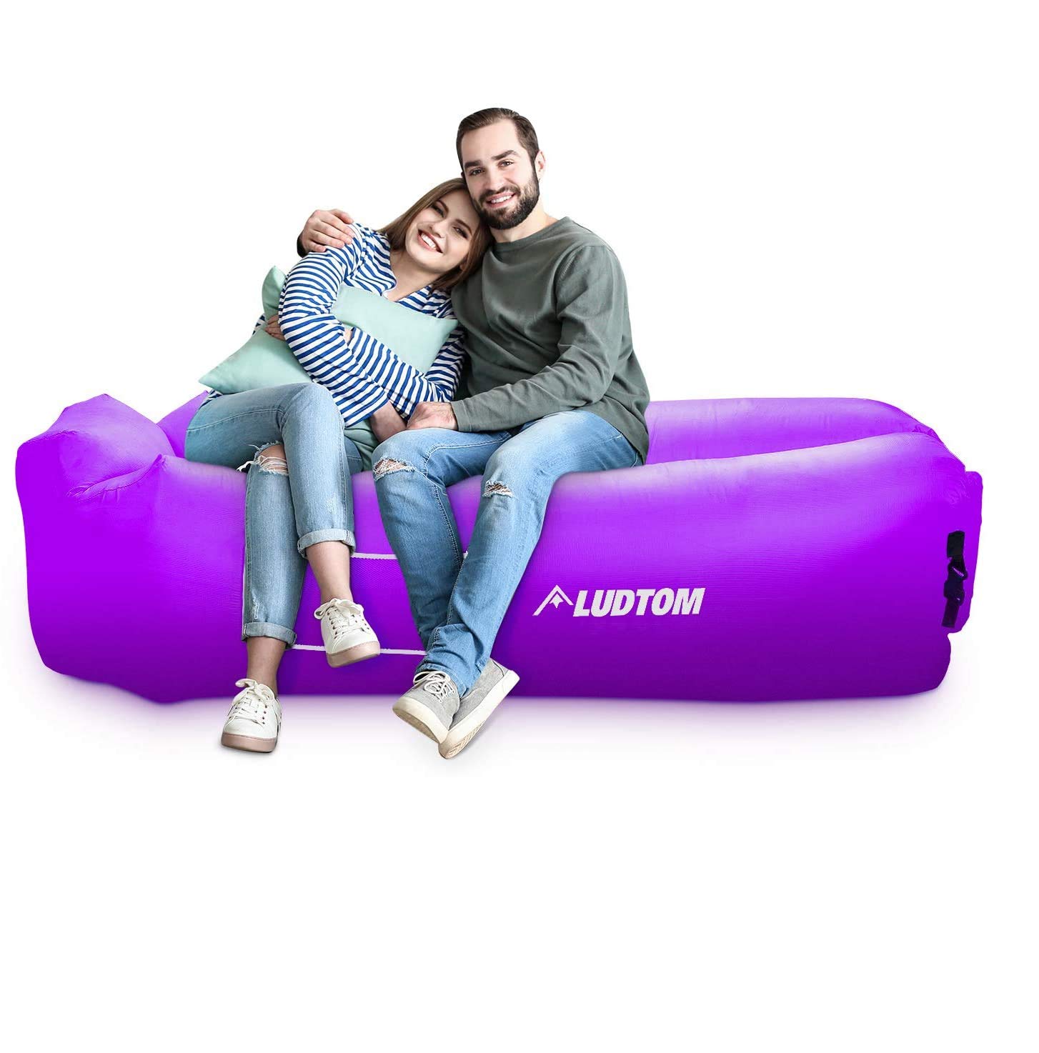ludtom Inflatable Lounger Air Sofa Hammock, 440 lb Portable and Waterproof Ideal Inflatable Pouch Couch for Camping Gear and Accessories for Outdoors Pool Backyard Traveling