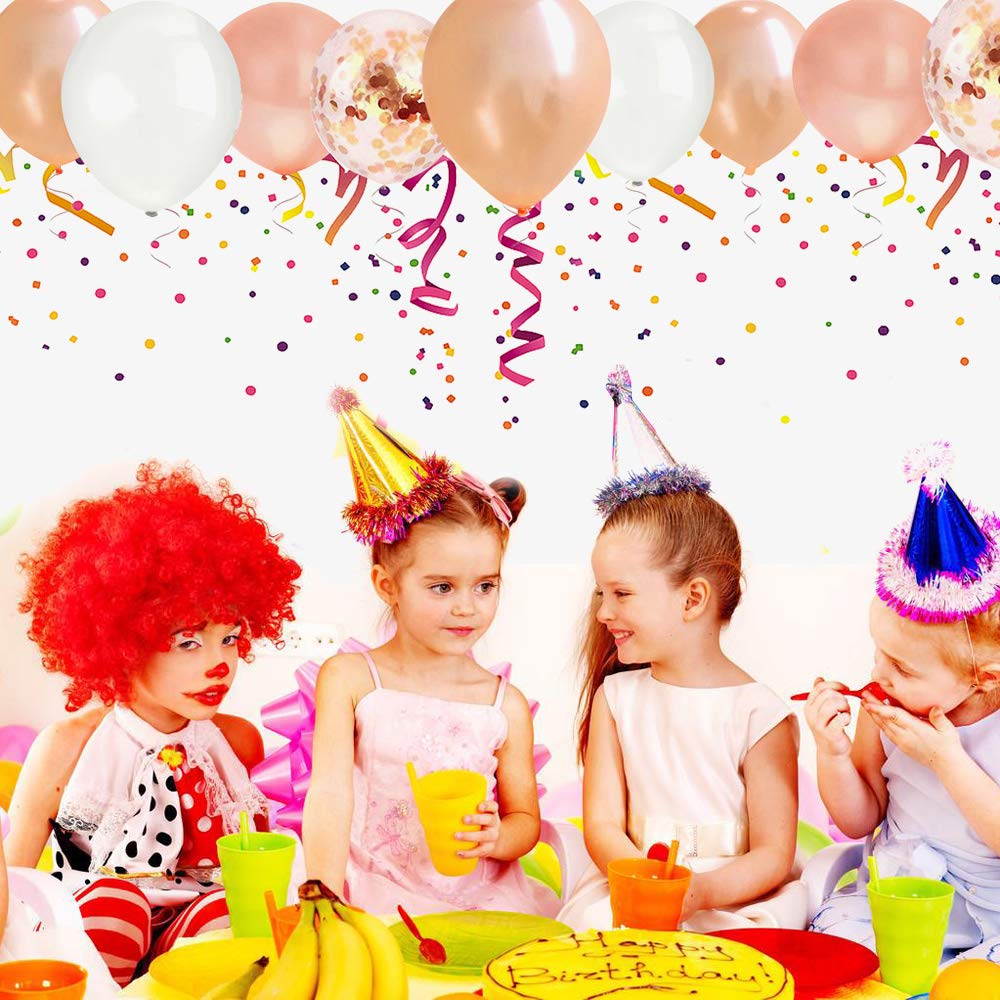 Rose Gold Confetti Latex Balloons, 50 pack 12 Inch White Helium Balloons for Birthday Party Decorations