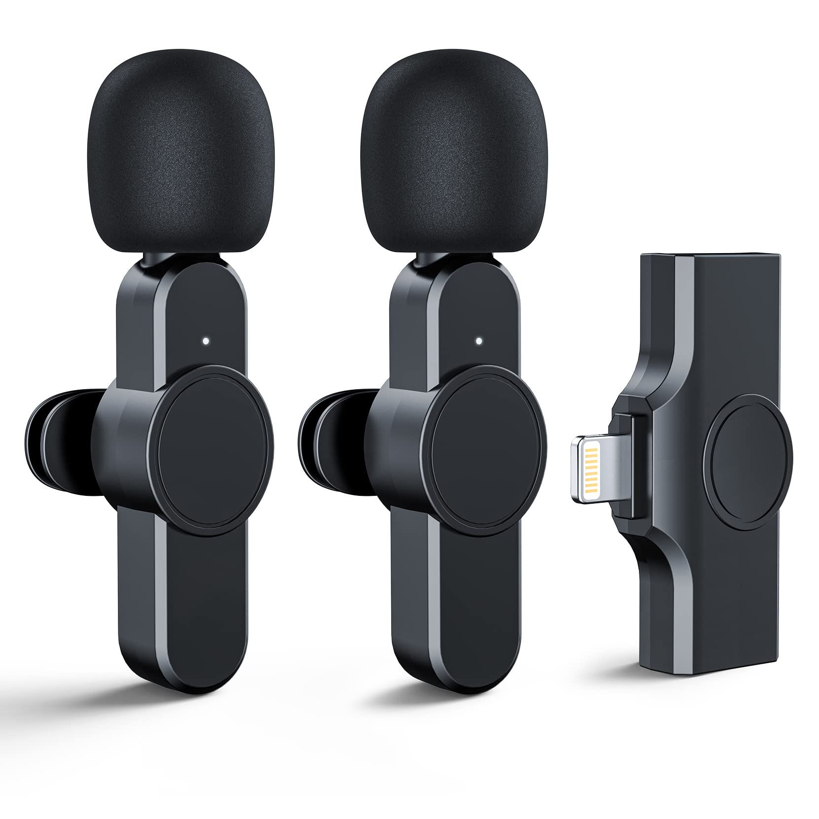 Wireless Microphone for iPhone iPad, Upgraded Noise Reduction, Mini Lavalier Lapel Mic, Ultra-Low Delay Potable Clip On Lapel Mic for YouTube Interview Vlog Presentation Facebook Live - 2 Pack