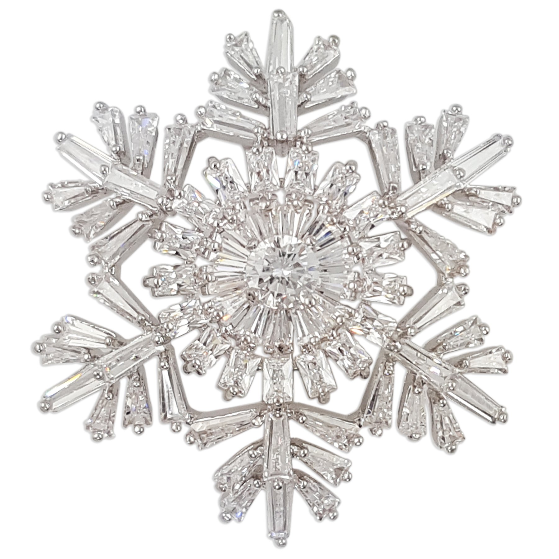 MODERN CHRISTMAS CLEAR CRYSTAL SNOWFLAKE BROOCH PIN MADE AUSTRIAN CRYSTALS (Brooch)