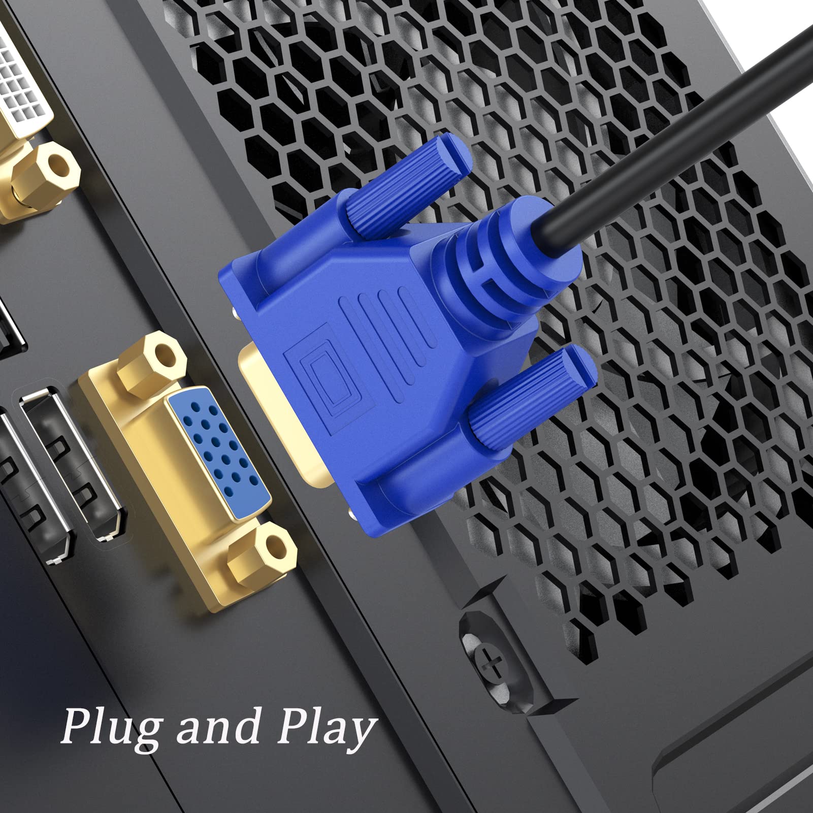 UVOOI VGA to VGA Cable 20FT, VGA Cord HD15 Computer Monitor Cable 20 Feet 1080P for PC Laptop TV Projector