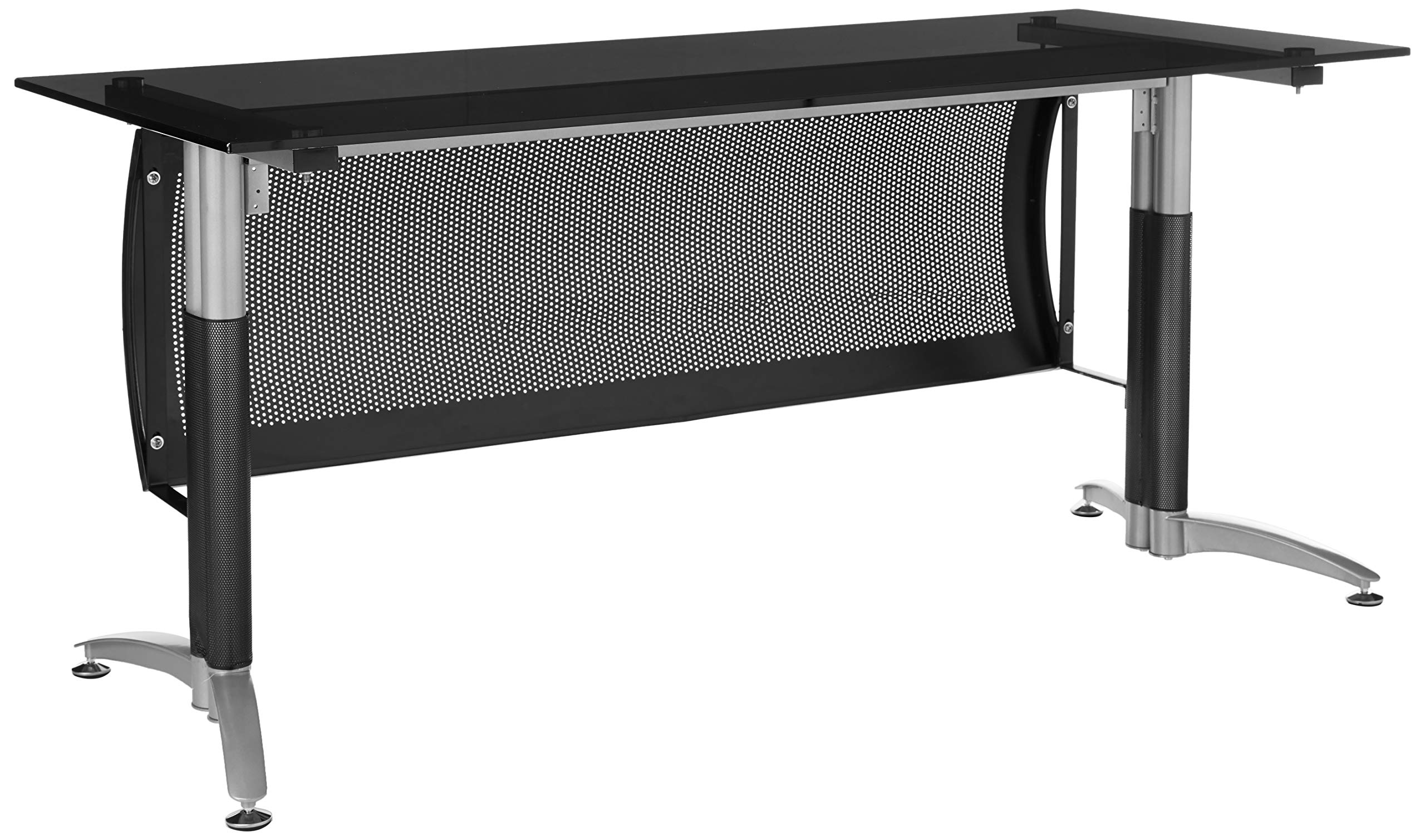 Neos Modern Furniture CD12 Contemporary Home Office Glass Top Desk Table with Metal Frame, 63" Smoke