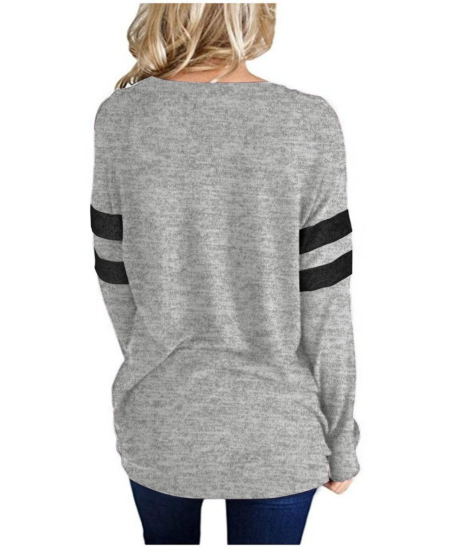 Sousuoty Sweaters for Women Pullover Long Sleeve tops for Ladies Gray L