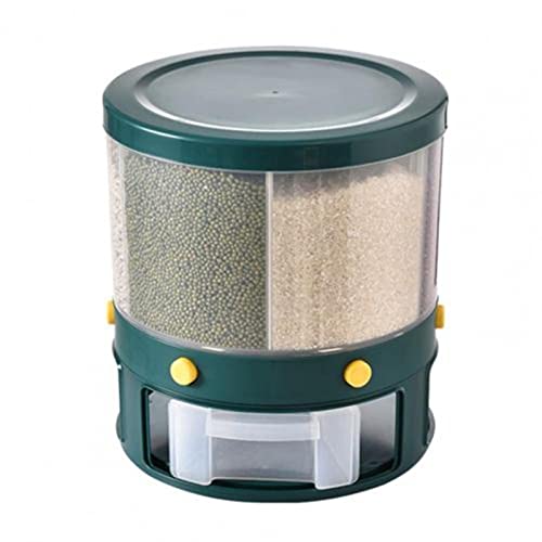 Rice Storage Container Rice Bucket Easy Dispensing Rotating Food Grade Large Capacity Practical 6-Grid Leak-Proof Rice Storage (Color : Wit)