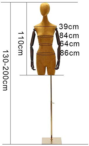 Mannequin Torso Mannequin Dress Form Torso Adjustable Height Female Tailors Dummy Dressmakers Mannequin Display Bust Solid Wood Arm Metal Base for Apparel Jewelry Display Stand