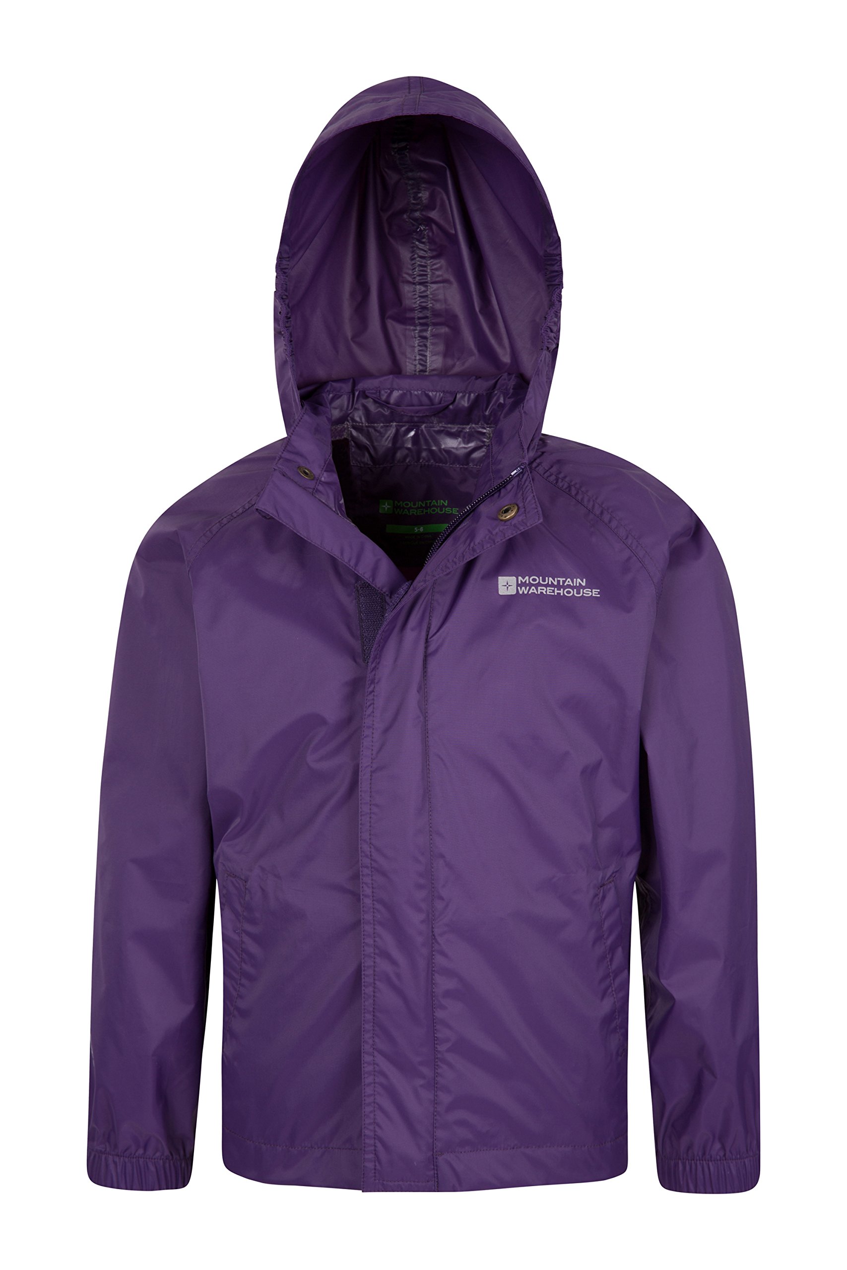 Mountain Warehouse Kids Waterproof Pakka Jacket - Adjustable Hood Dark Purple 9-10 Years