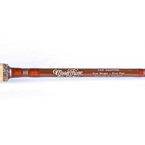 Moonshine Rod Co. Fly Fishing Rod with Carrying Case and Extra Rod Tip Section Medium Action, The Drifter I, 5wt 9'