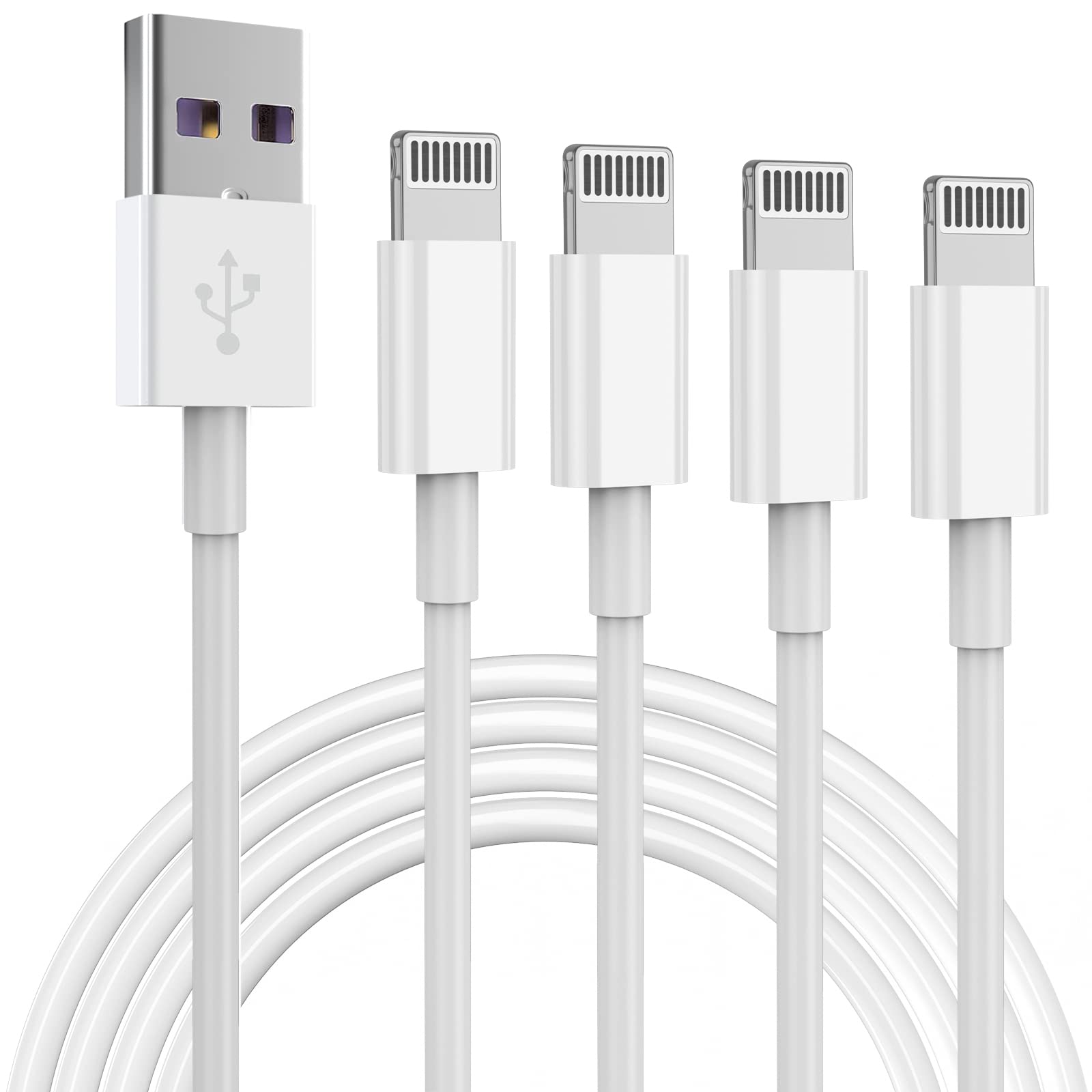 WPVBAM 4-Pack[MFi Certified] iPhone Charger Cord 10 ft Long,USB to Lightning Cable,Black