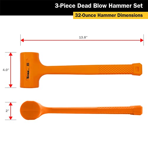 Titan 63143 3-Piece Dead Blow Hammer Set | Includes 16oz, 32oz, 48oz