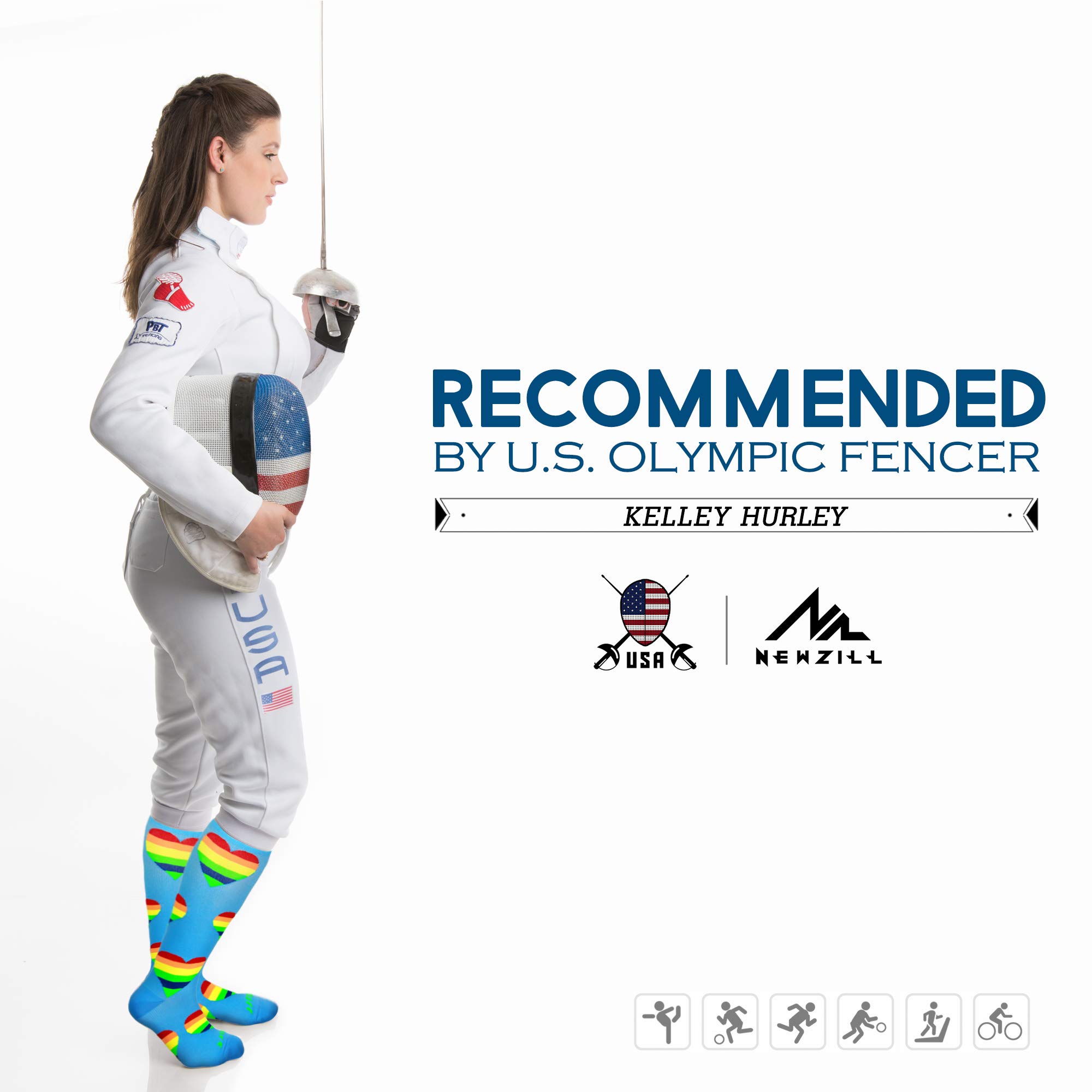 NEWZILL Medical Compression Socks for Women and Men Circulation 20-30 mmHg Best Compression Stockings for Running Athletic Travel Flight Nurses Pink/White