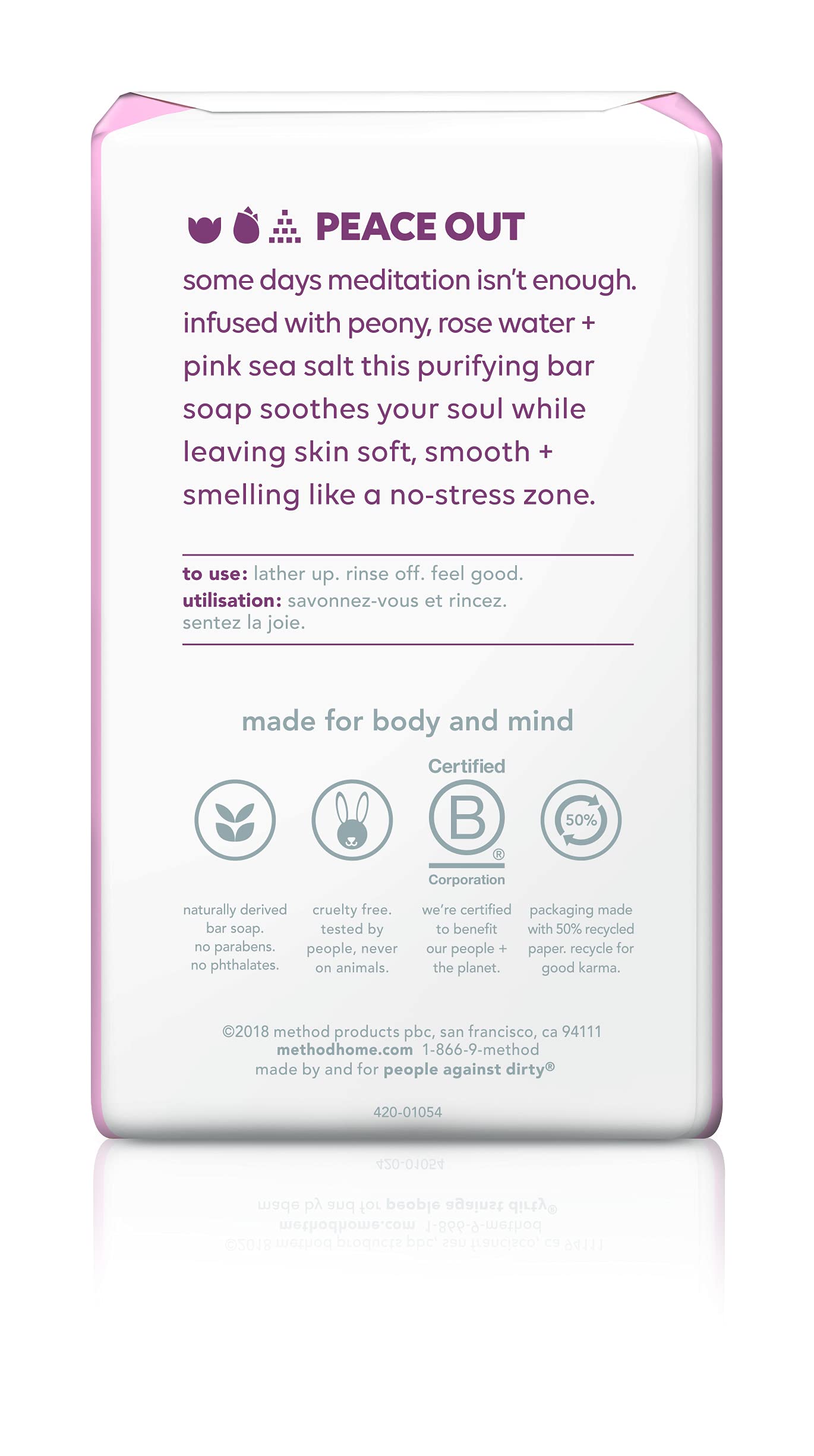 Method Bar Soap, Pure Peace, 6 oz, 4 pack, Packaging May Vary