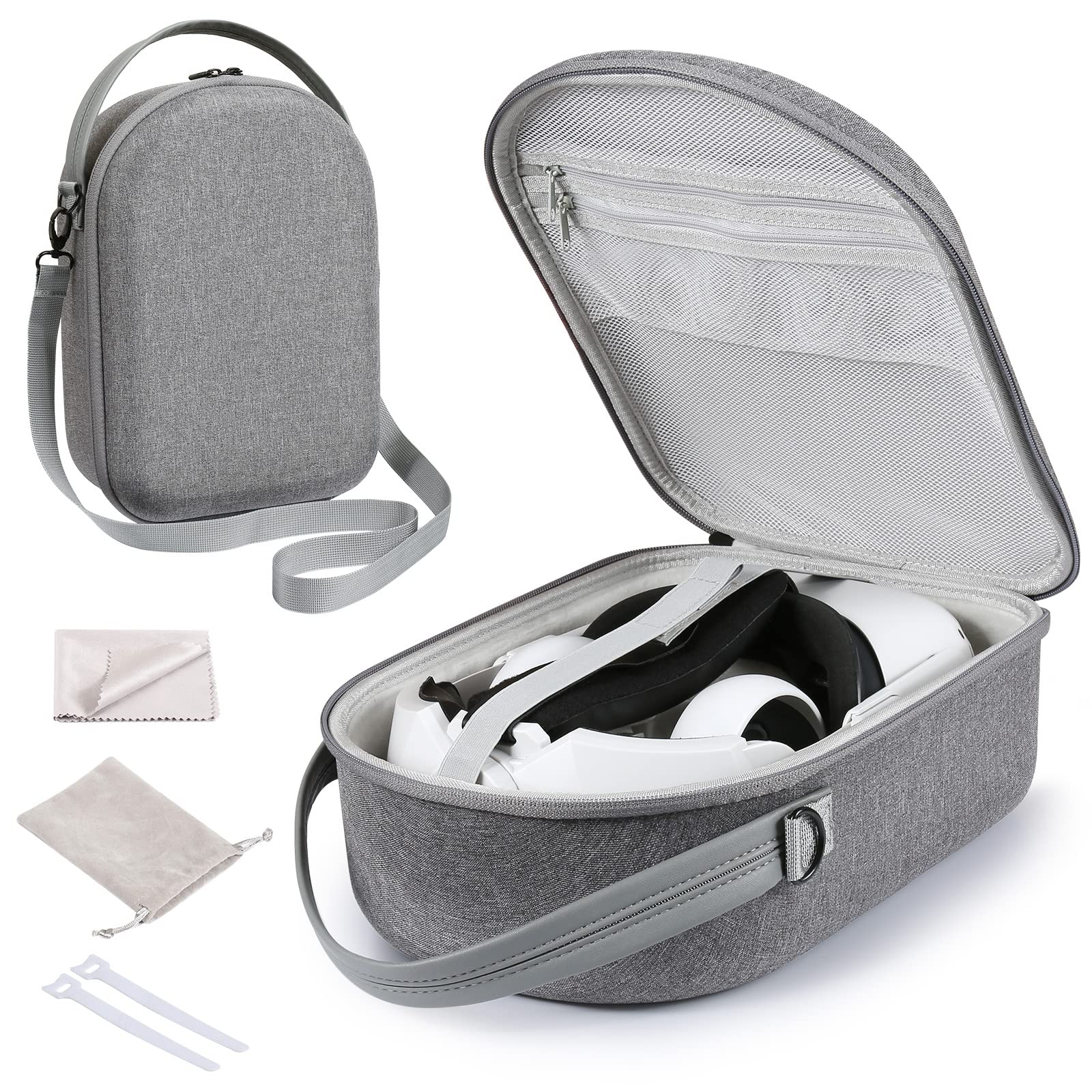 Txtcu Case for Oculus Quest & Quest 2 & Elite Strap, Hard EVA Carrying Case Storage Box for Oculus Quest Headset and Controllers(Gray)