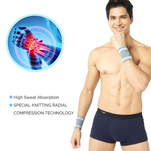 NeoTech Care Wrist Band - Light, Elastic, Men, Women, Right or Left - Grey Color (Size S, 1 Pair)