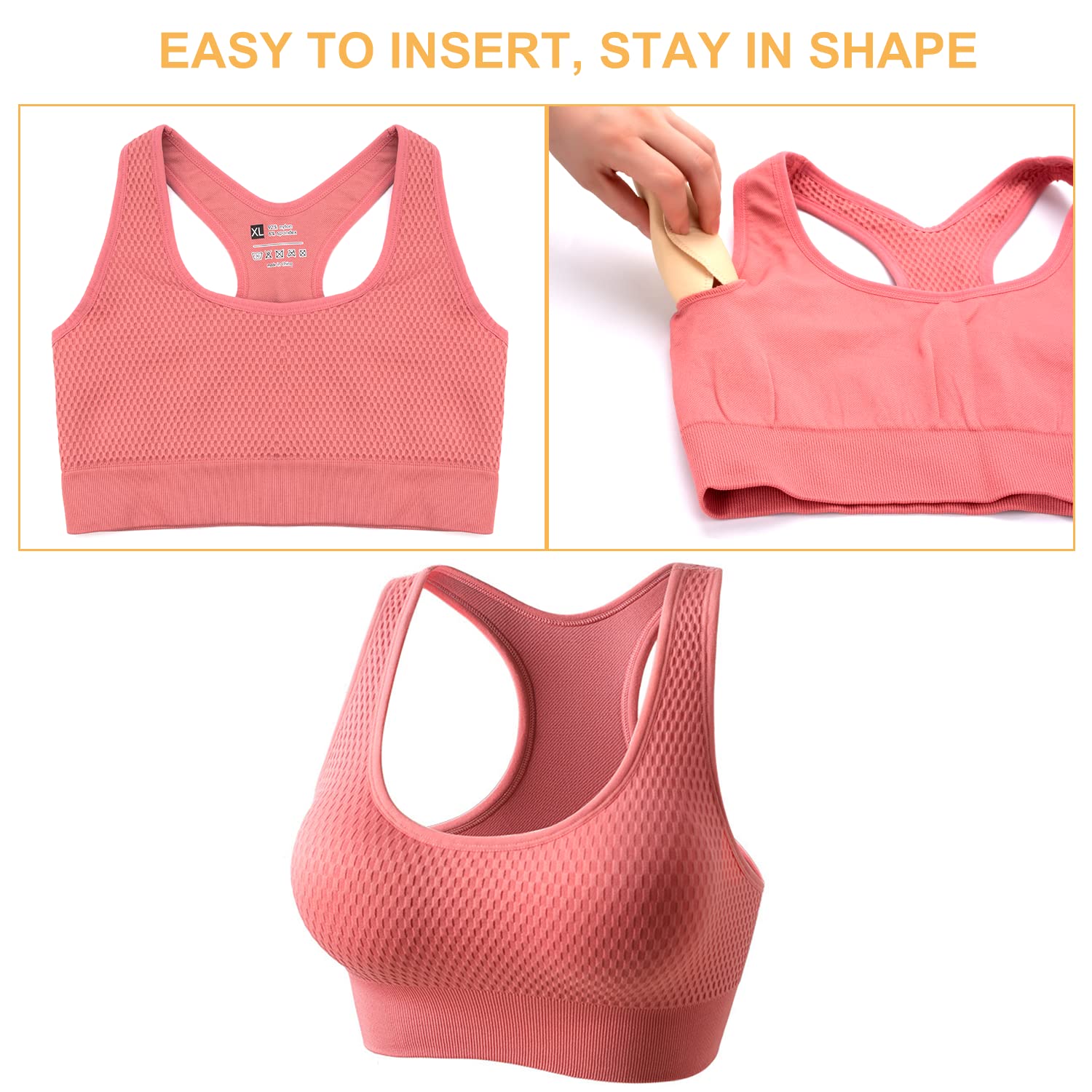 Nimiah Bra Insert Pads 3 Pairs Round Sports Bra Replacement Pads Inserts | Removable Bra Cups for Dresses Swimsuits Fits D