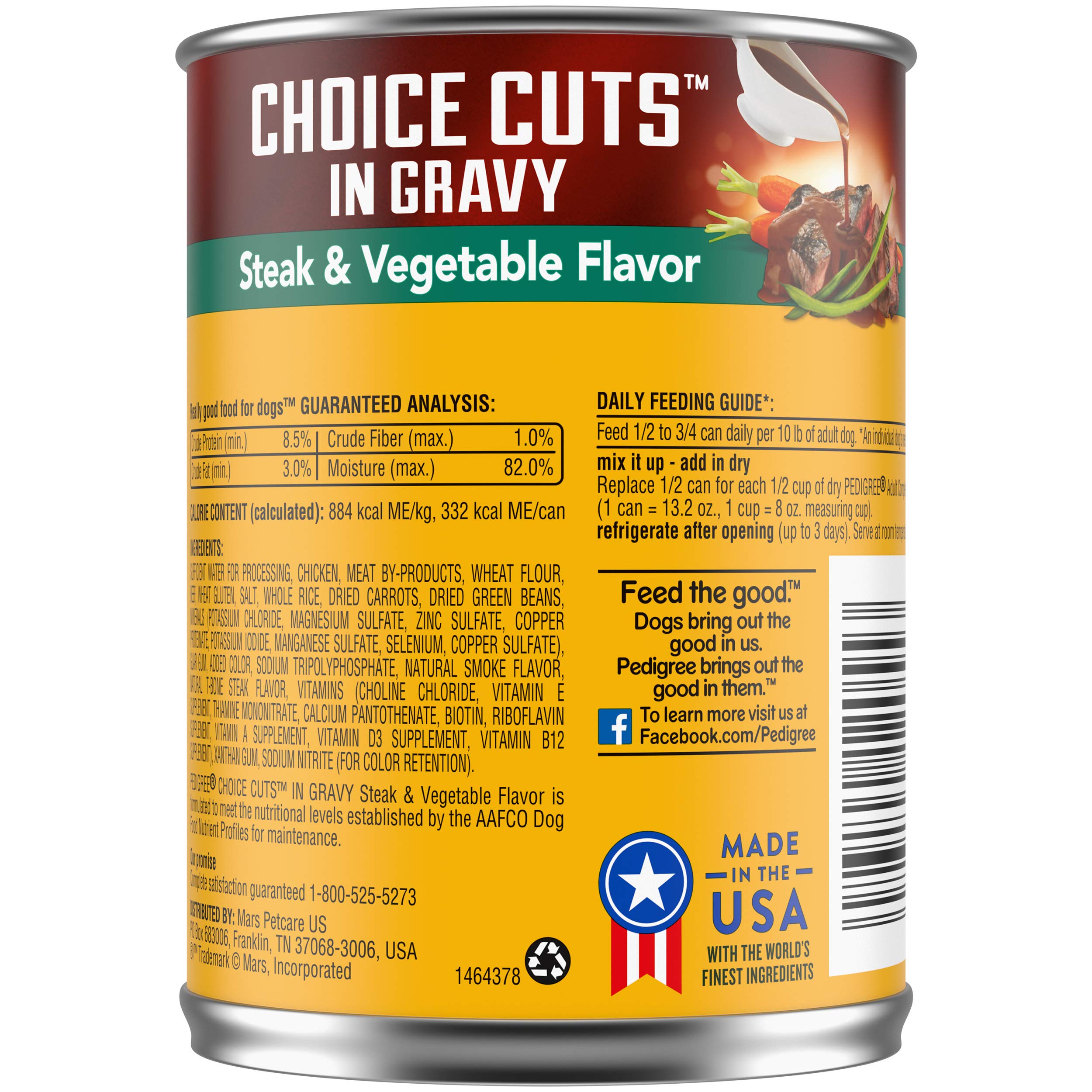 Pedigree Choice Cuts with Steak and Vegetables Wet Dog Food 13.2 Ounces