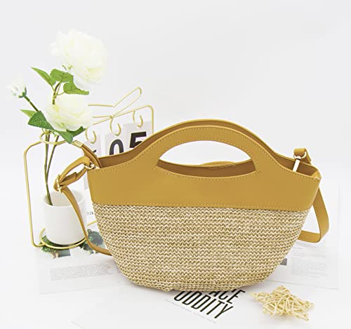 UEOE Straw Purse For Women Crossbody Bag Summer Rattan Beach Bag Wicker Shoulder Bag (Style B)