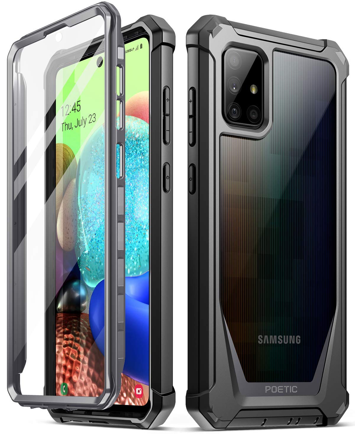 Poetic Guardian Case for Samsung Galaxy A71 5G UW (Verizon Version), [Not Fit Galaxy A71 4G and A71 5G] Full-Body Hybrid Shockproof Bumper Cover with Built-in-Screen Protector, Black/Clear