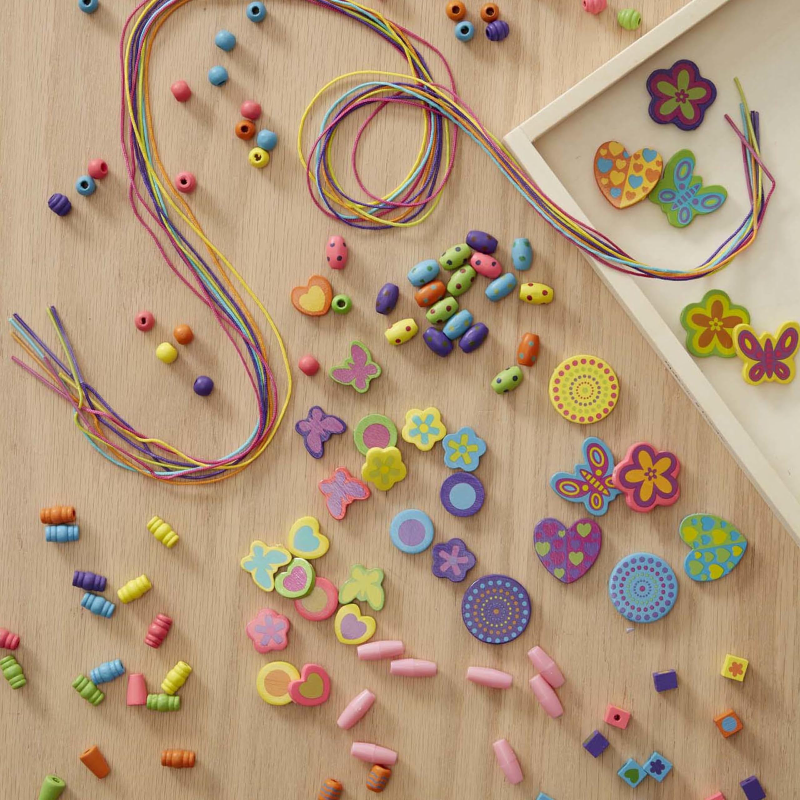 Melissa & Doug Created by Me! Bead Bouquet Deluxe Wooden Bead Set With 220+ Beads for Jewelry-Making, for 4+ years, Multicolor, 9½