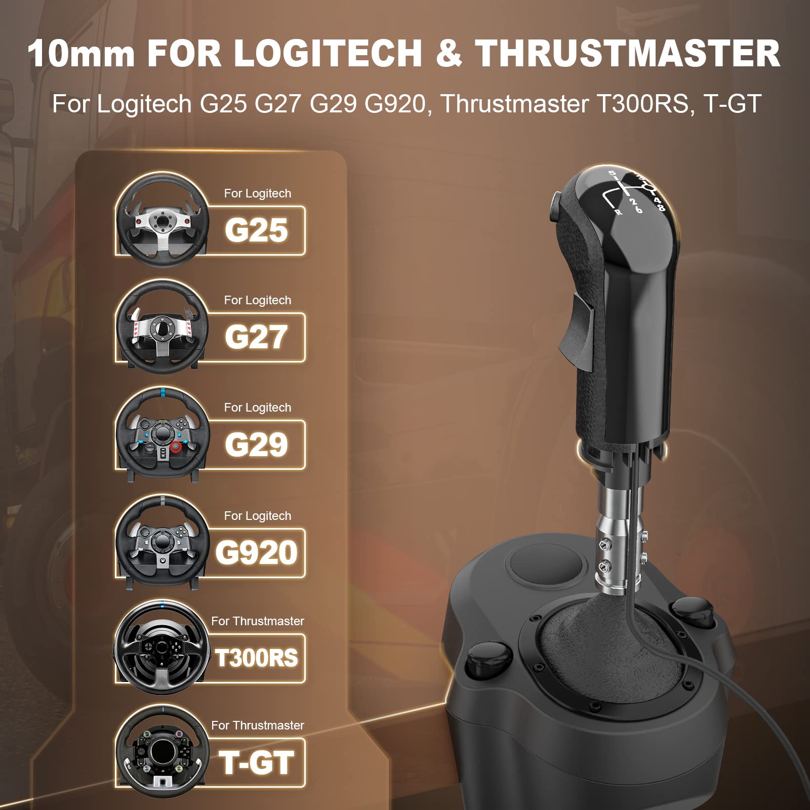 TOCiTAA USB Truck Simulator Shifter, Gearshift Knob for ATS & ETS2 - Compatible with Logitech G29 G27 G25 G920, Thrustmaster TH8A and Fanatec SQ - PC Racing Shifter