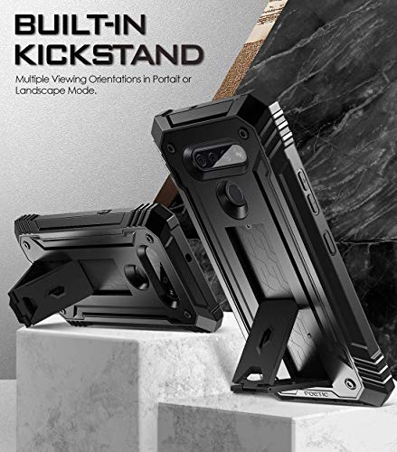 Poetic Revolution Series for LG K51 Case, LG Reflect Case, LG Q51 Case, Full-Body Rugged Dual-Layer Shockproof Protective Cover with Kickstand and Built-in-Screen Protector, Black