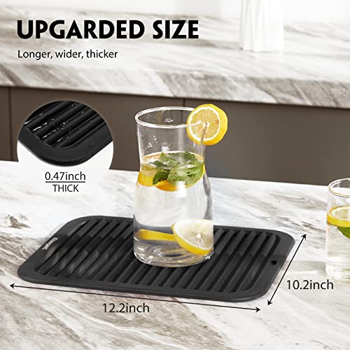 Silicone Trivets for Hot Dishes & Hot Pots and Pans -KITEXPERT Thick Hot Pads for Kitchen - Versatile Pot Holders & Heat Resistant Mats for Countertop - 2 Pack (Black)