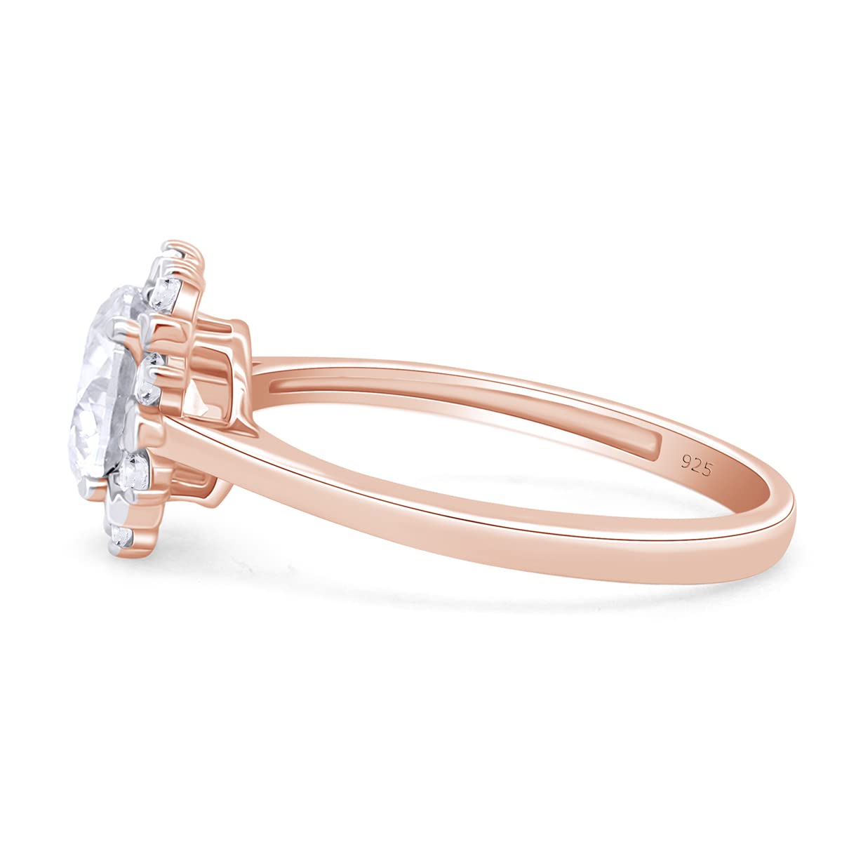 SAVEARTH DIAMONDS Round Cut Lab Created Moissanite Diamond Flower Solitaire Halo Engagement Ring In 14K Rose Gold Over Sterling Silver Jewelry For Women (1.40 Cttw) Ring Size -5.5