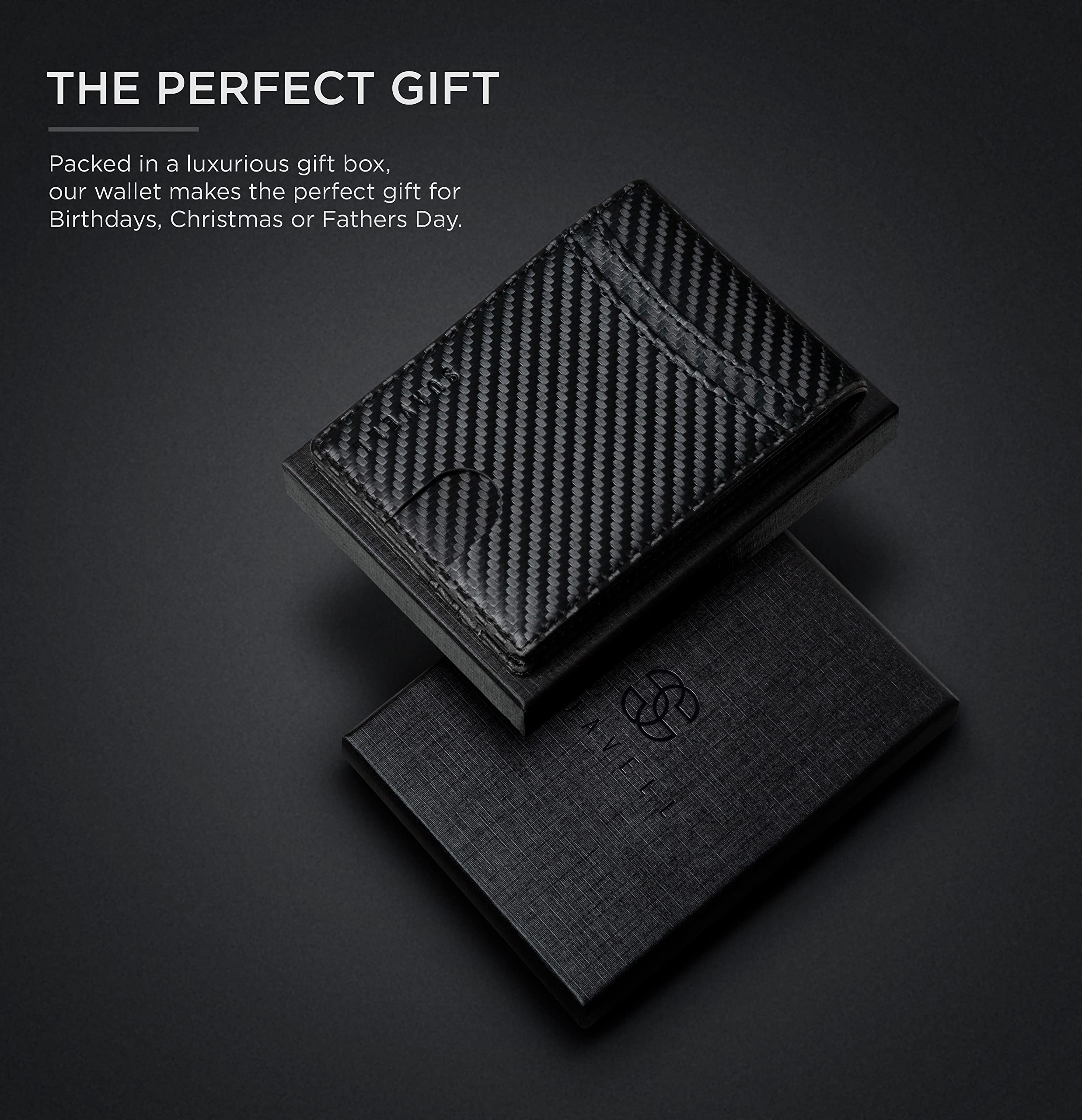 Suavell Mens Bifold Wallet RFID Card Holder Leather Wallet. Slim Wallet For Men Compact Front Pocket Wallet For 12 Cards (Captain Black Advisor)